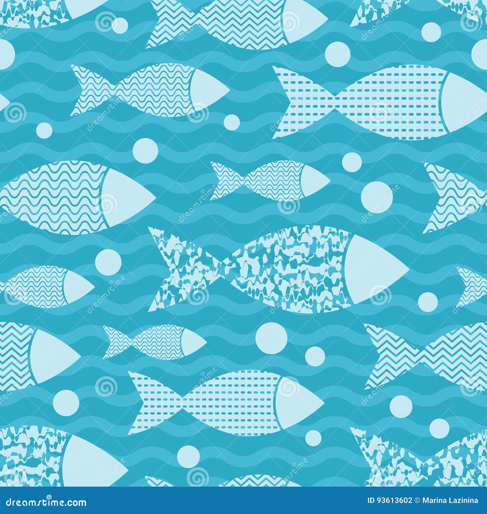 Seamless Background with Decorative Fish in the Sea. Flat Design. Stock ...