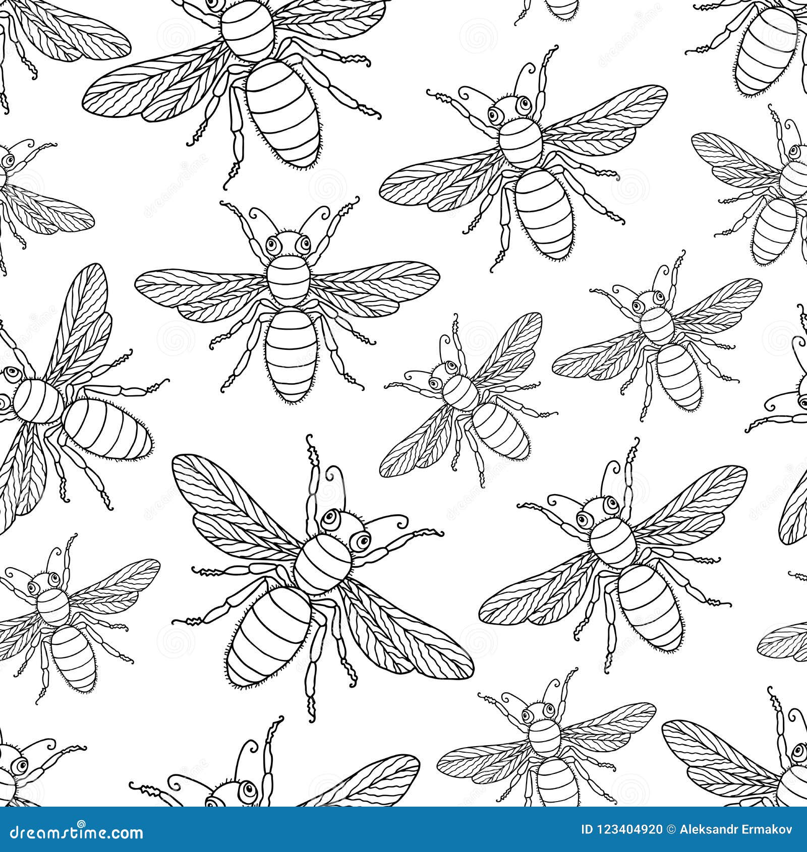 Vector Background from the Drawn Flies Stock Vector - Illustration of ...