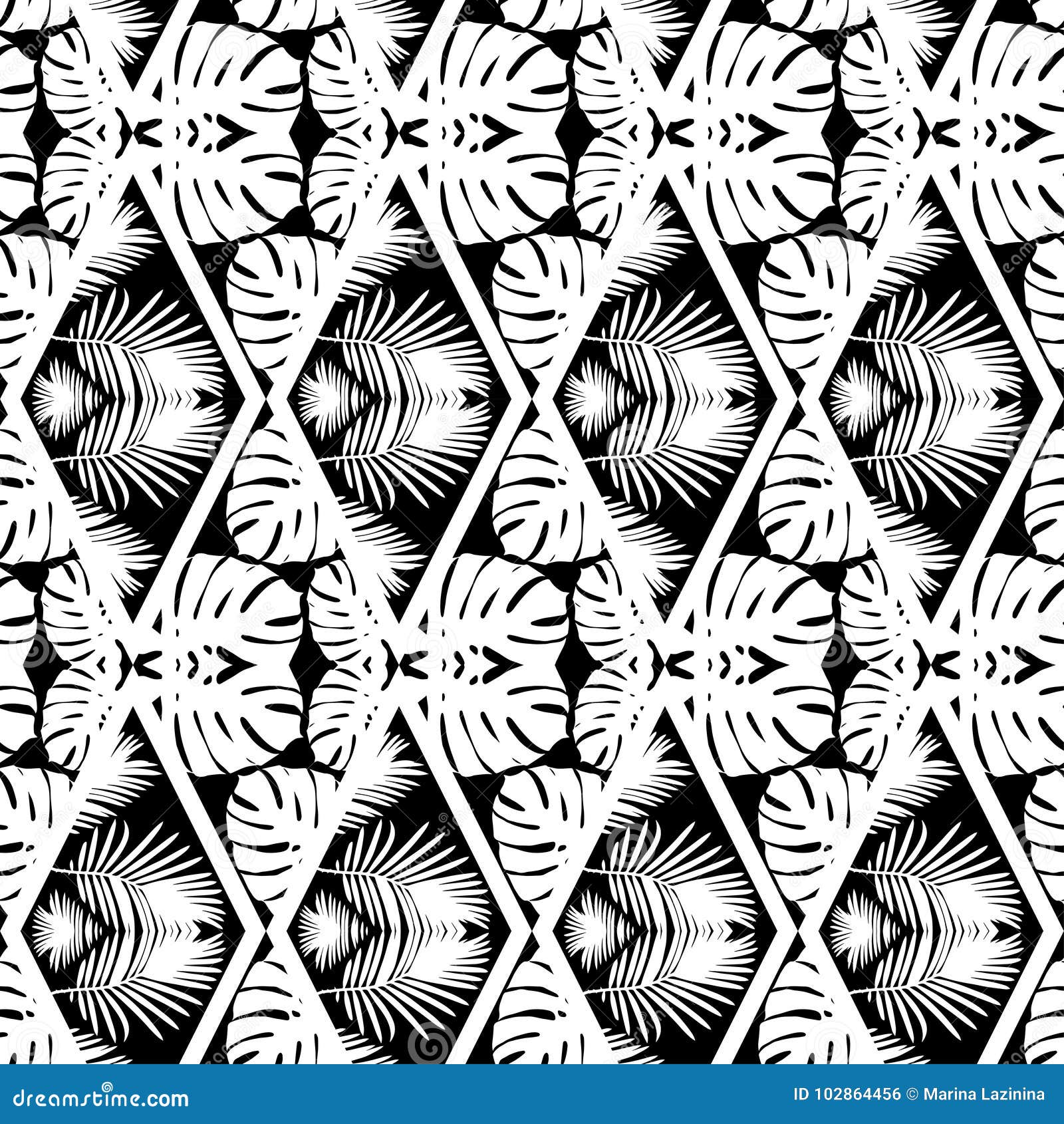 Seamless Background with Decorative Leaves. Monstera Leaves in ...