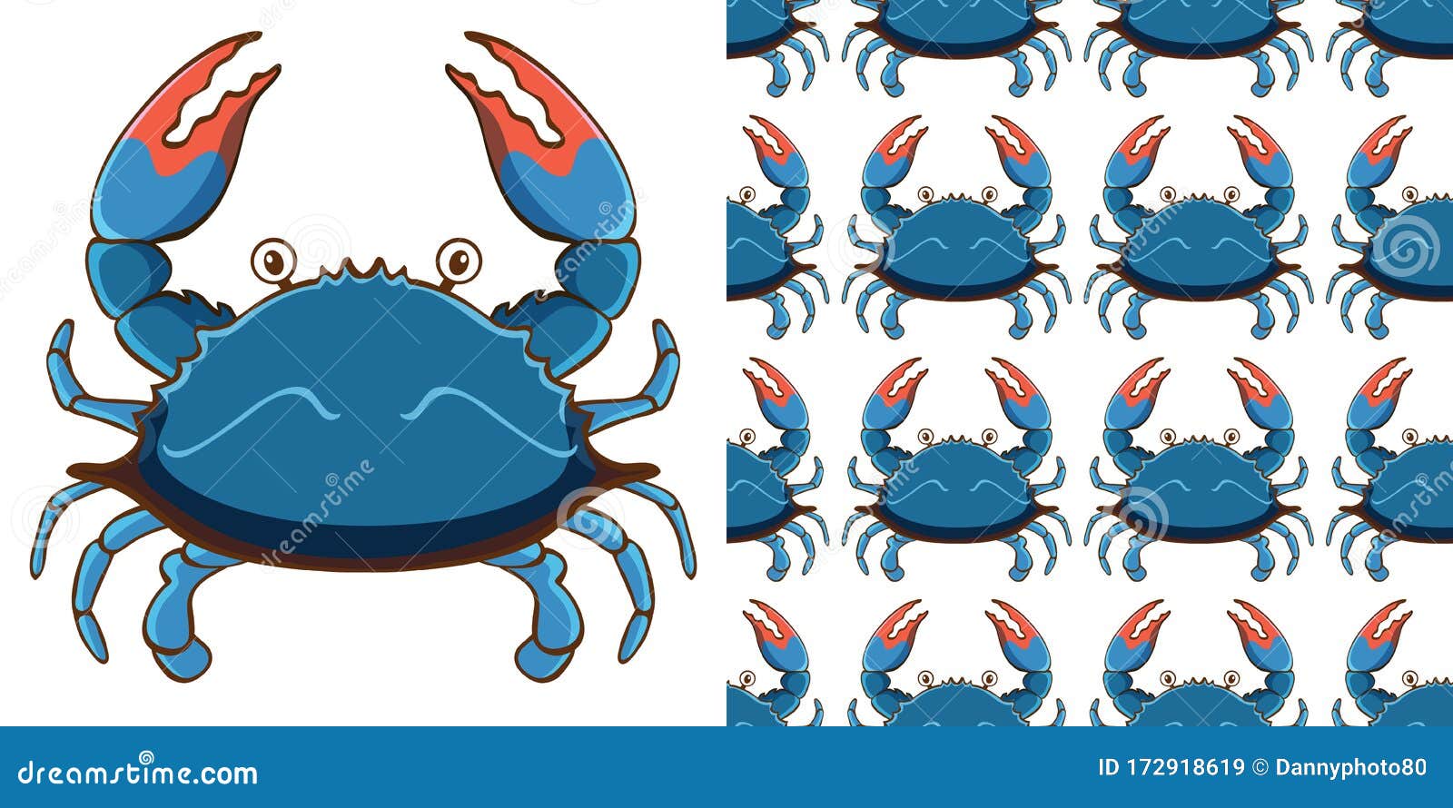 Seamless Background Design with Blue Crab Stock Vector - Illustration ...