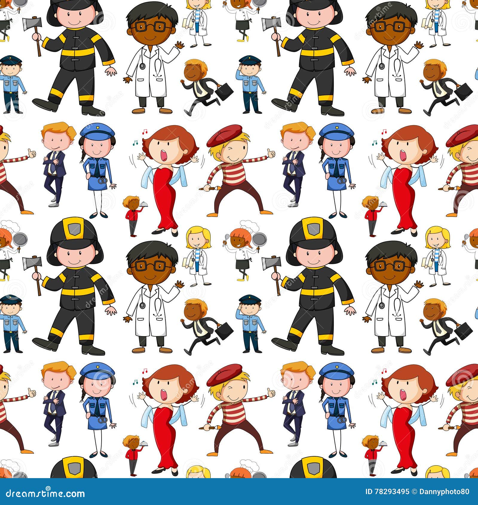 Seamless Background Design with Different Jobs Stock Vector ...