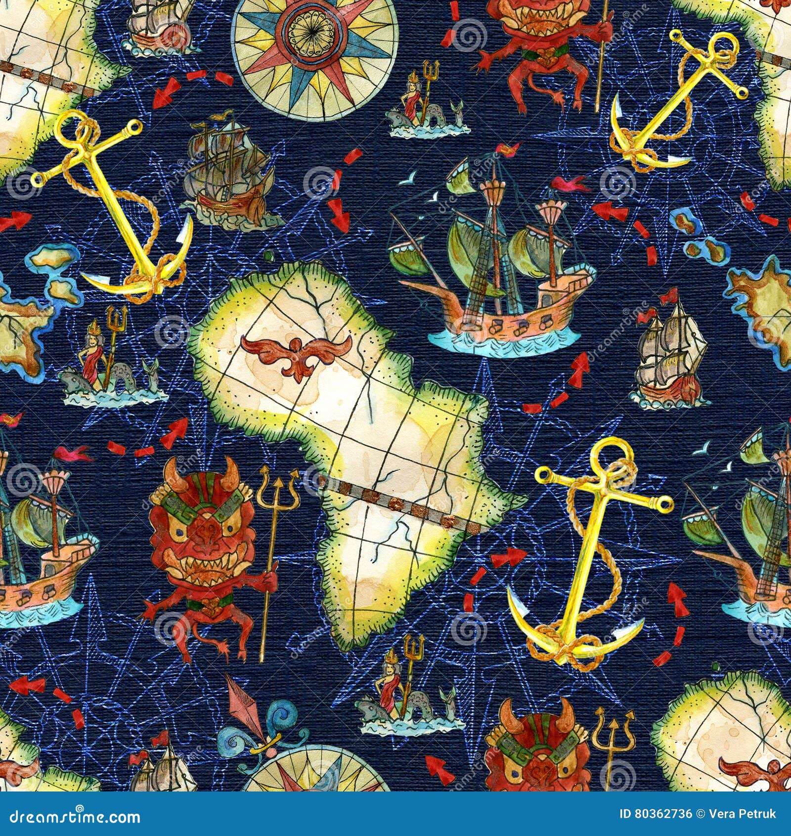 Seamless Background with Design Elements for Vintage Adventures Concept ...