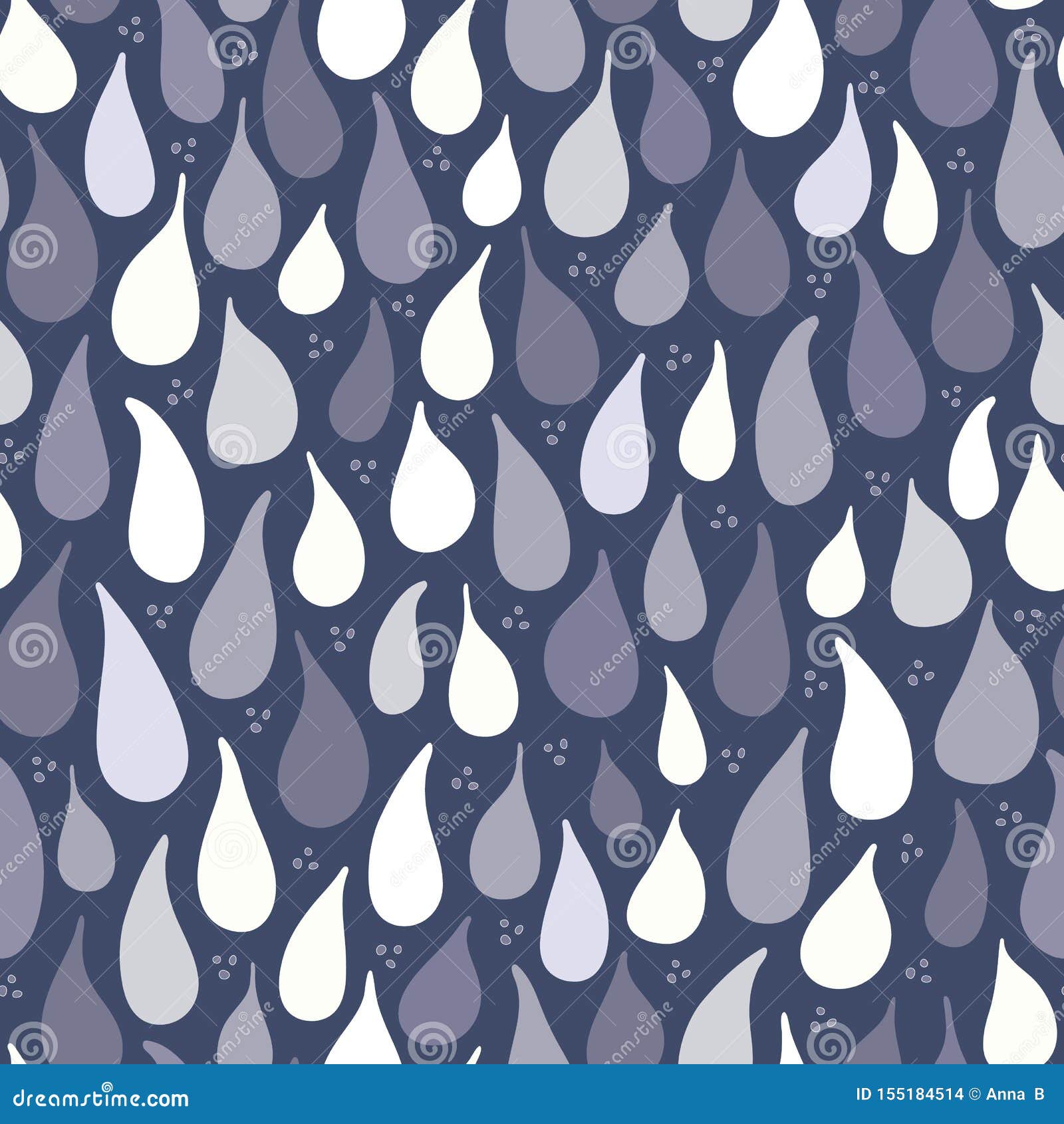 Seamless Background Design of Hand Drawn Raindrops and Dots . a Cute ...