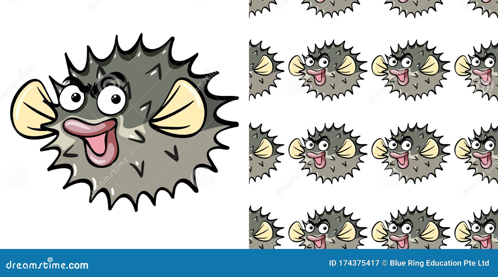 Seamless Background Design with Puffer Fish Stock Vector - Illustration ...