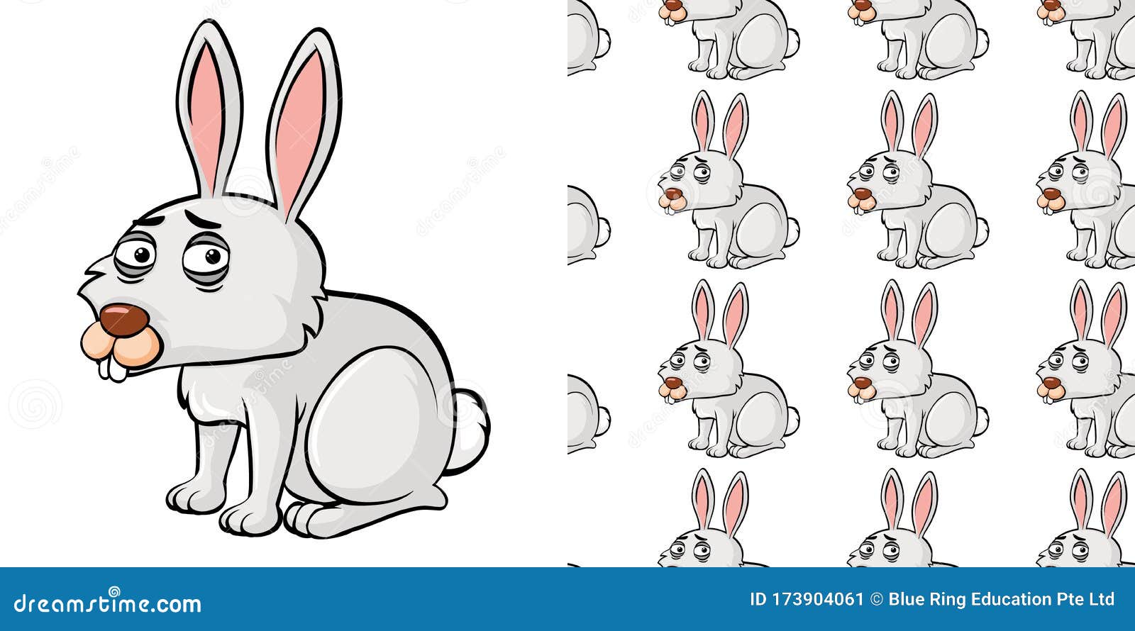 Seamless Background Design with Sad Rabbit Stock Vector - Illustration ...