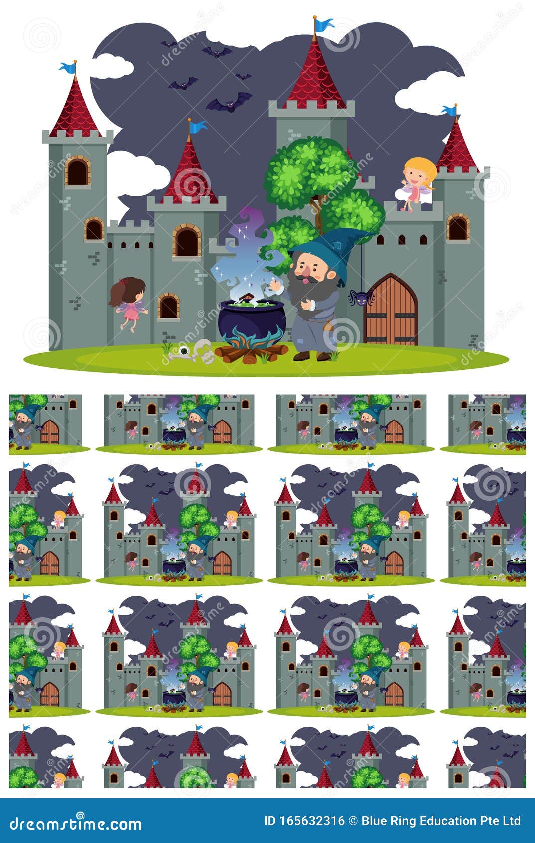 Wizard And A Castle Vector Illustration | CartoonDealer.com #38142136