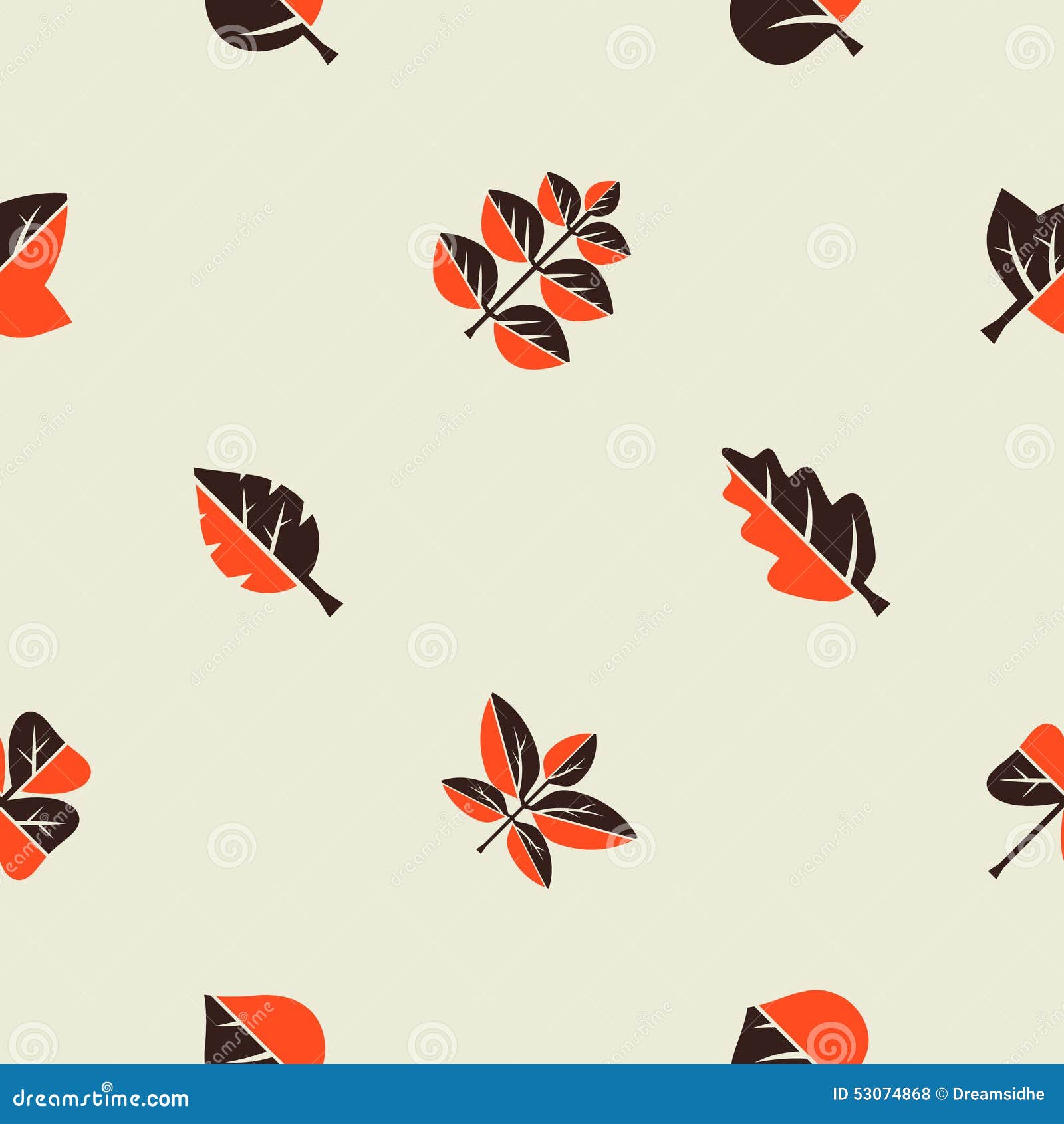 Seamless Background with Different Leaves Stock Vector - Illustration ...