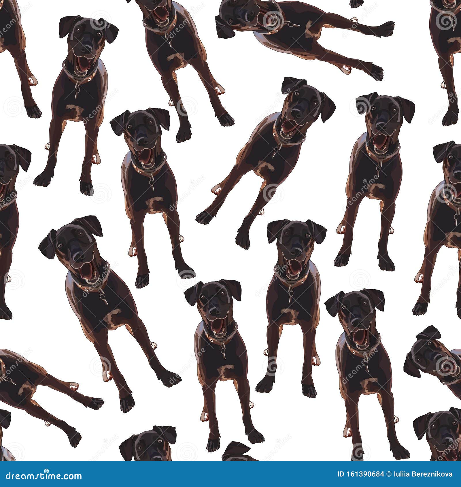 Seamless Background with Dogs Stock Vector - Illustration of angry ...