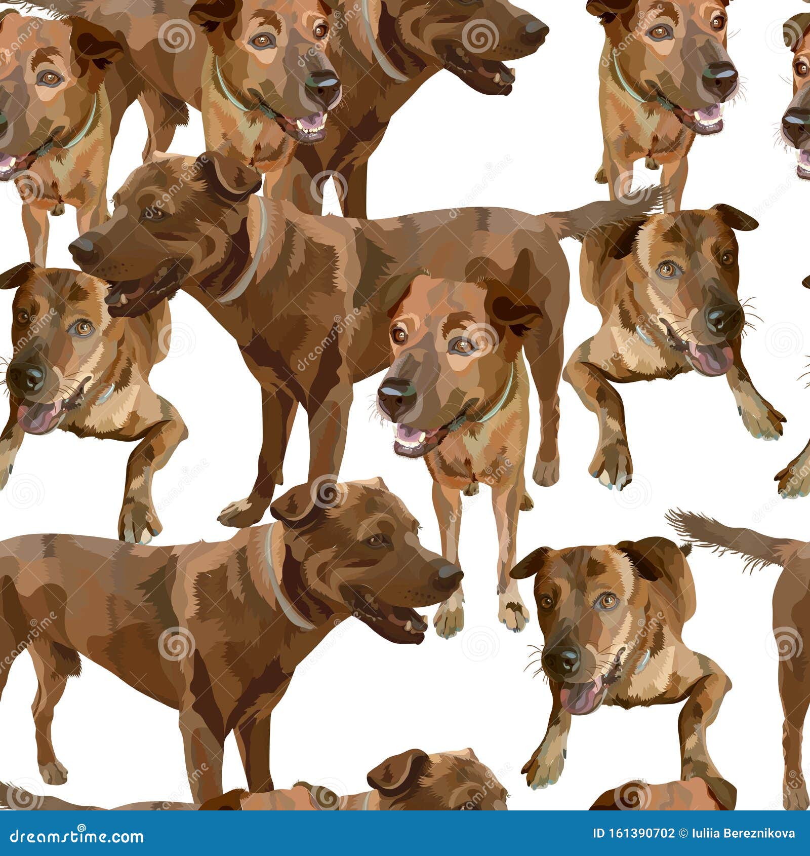 Seamless Background with Dogs Stock Vector - Illustration of muscular ...