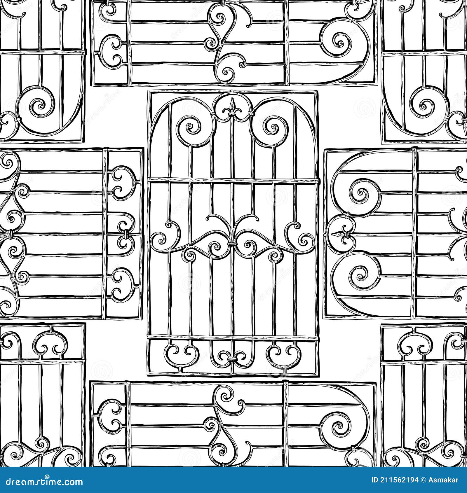Seamless Background of Drawn Decorative Vintage Grate Stock Vector ...