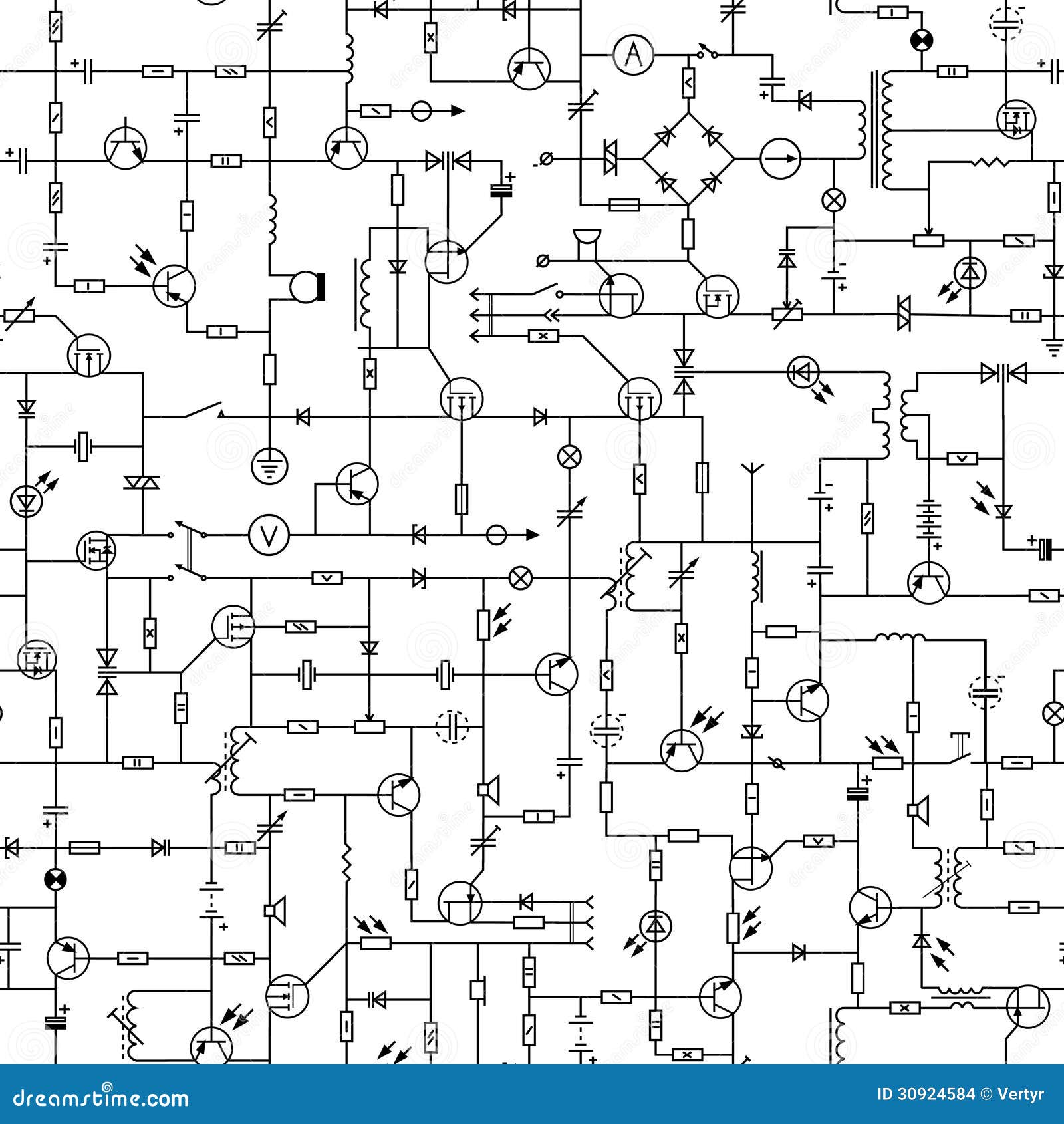 Seamless Background Of Electrical Circuit. Vector Illustration ...