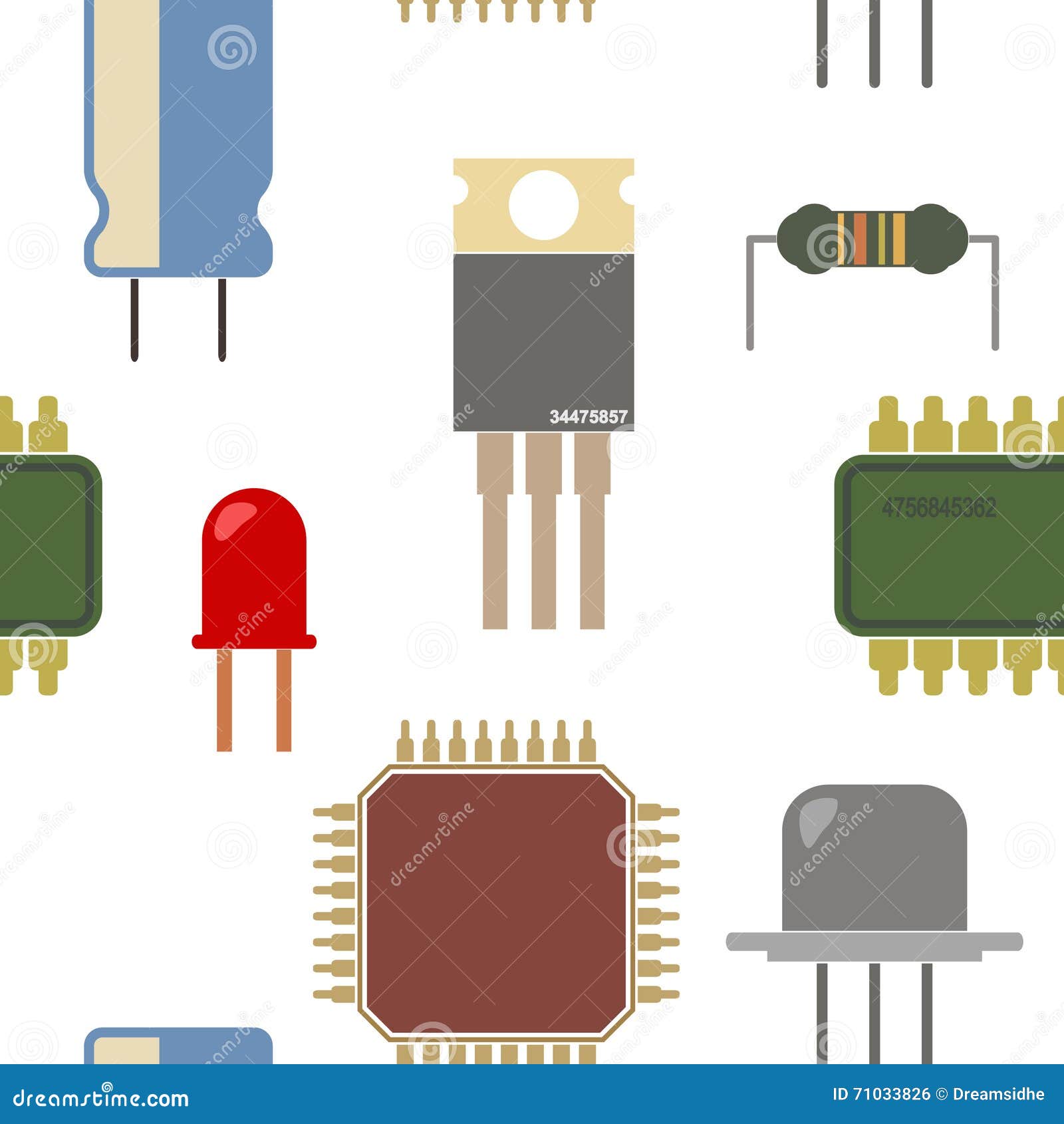 Pc Components Icons. Processor Ssd Cpu Power Adapter Ram Memory And Hdd ...
