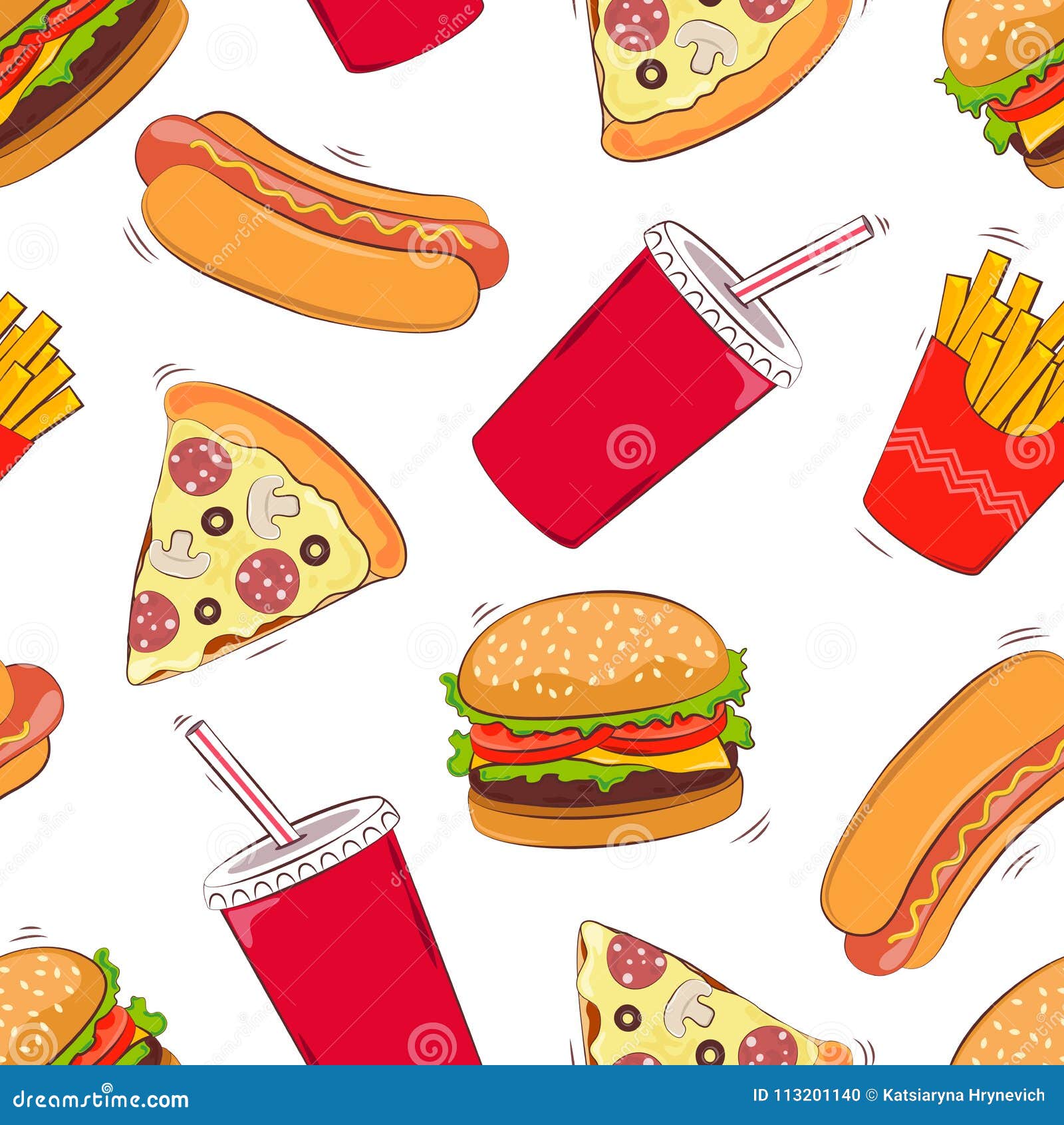 Seamless Background of Fast Food. Fast Food. Vector Illustration Stock ...