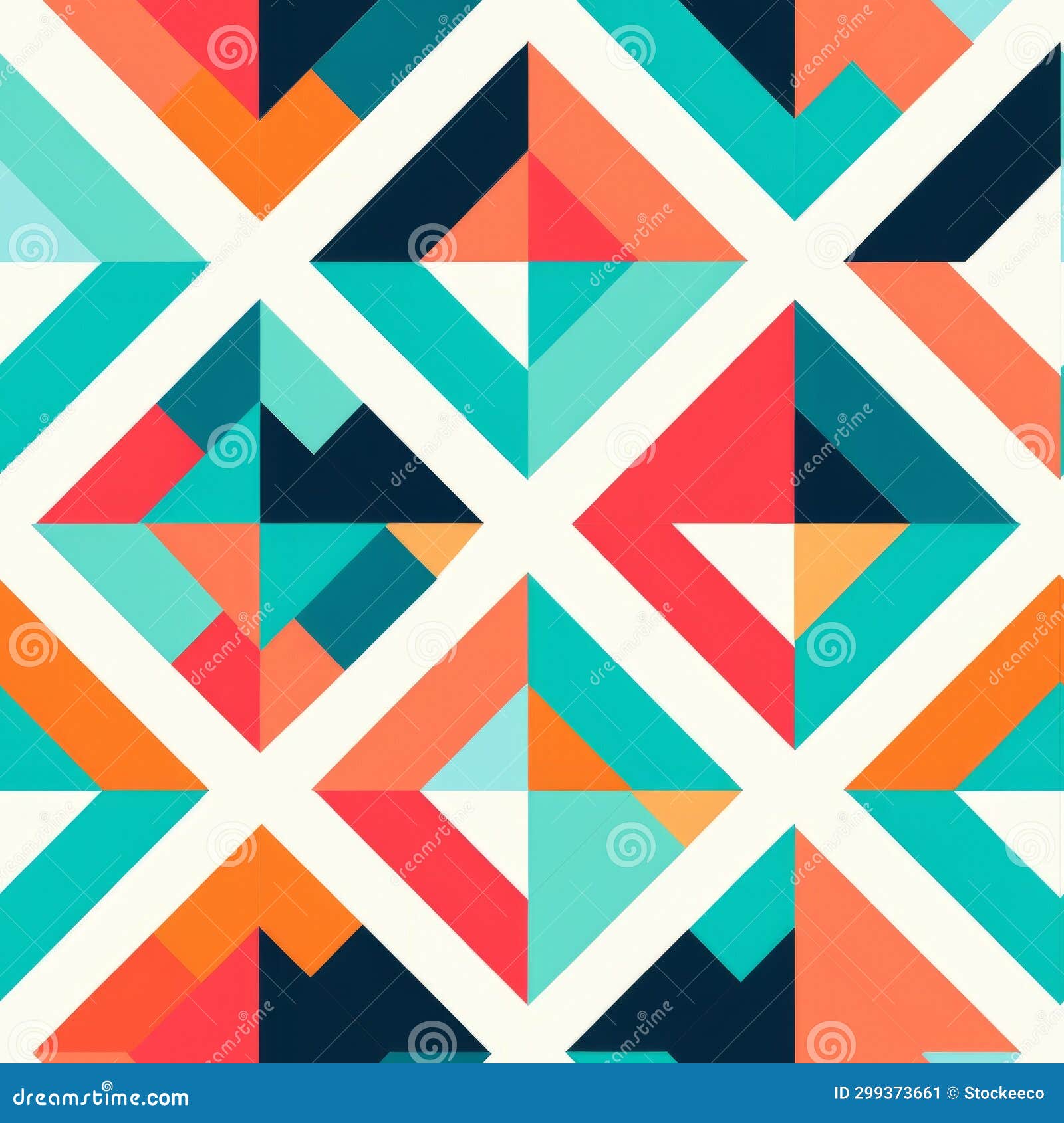 Colorful Geometrical Pattern in Teal and Orange: Striking Symmetrical ...