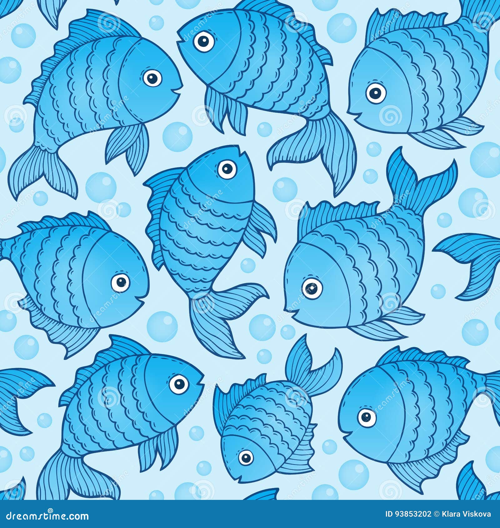 Seamless Background with Fish Drawings 3 Stock Vector - Illustration of ...