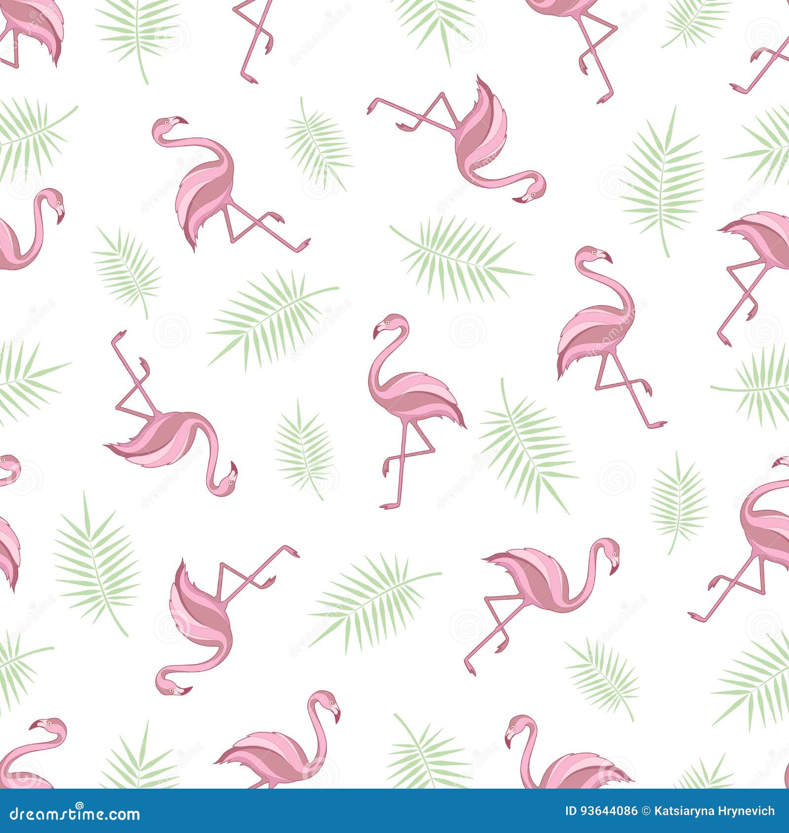 Seamless Background With Flamingos. Pattern. Flamingo And Palm Branch ...