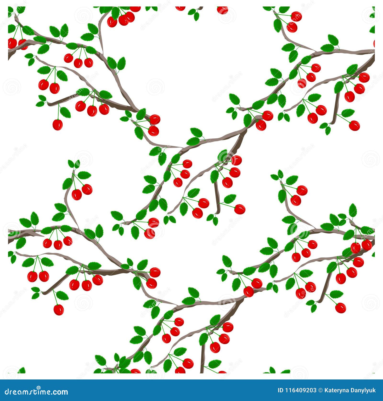 Seamless Background Flat Design Red Cherry Stock Vector - Illustration ...