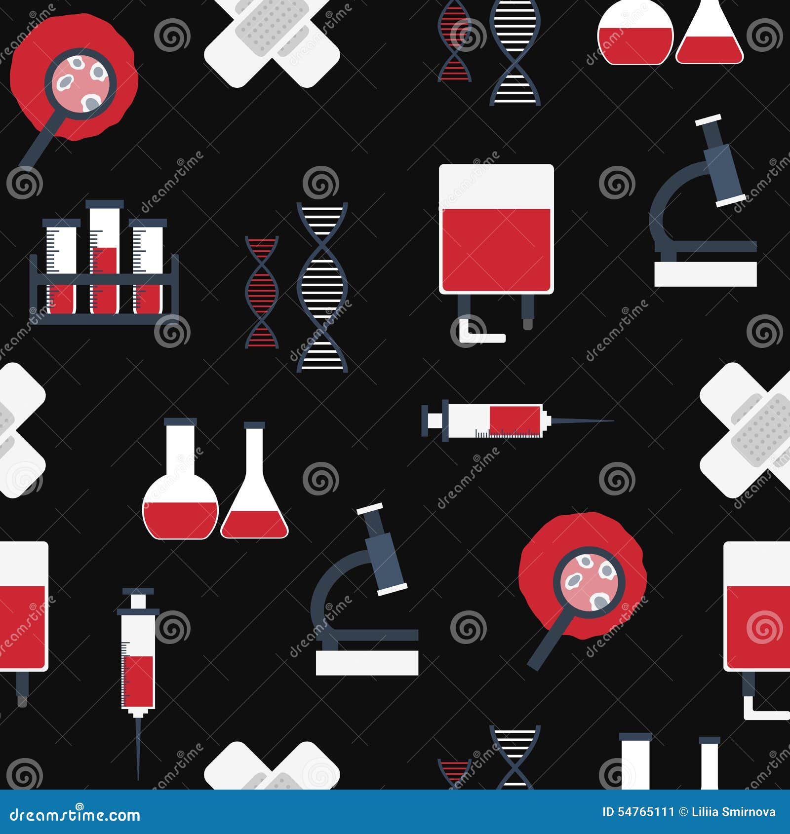 Seamless Background with Flat Objects on Blood Stock Vector ...