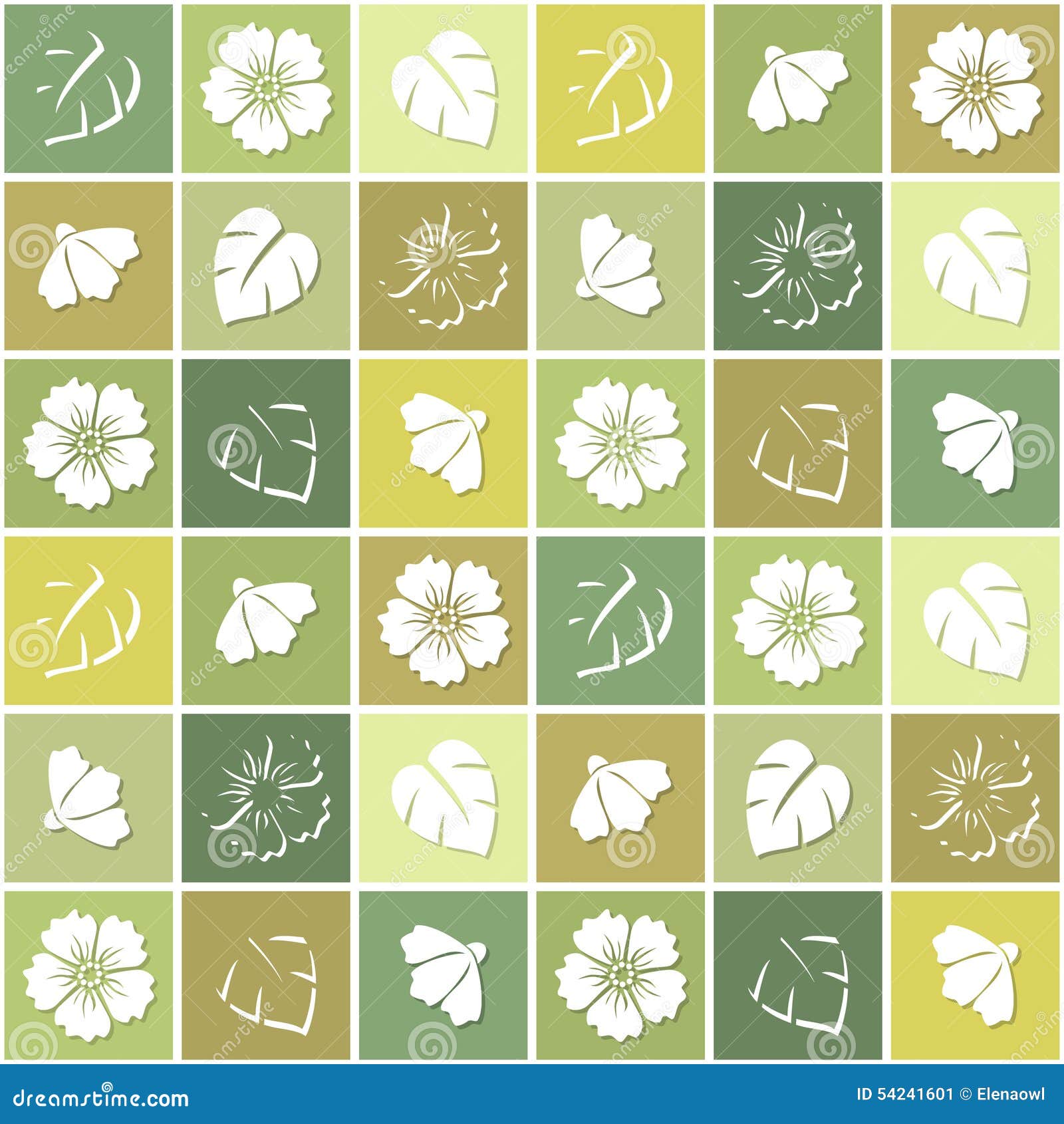 Seamless Background with Flowers in Colored Squares. Stock Vector ...