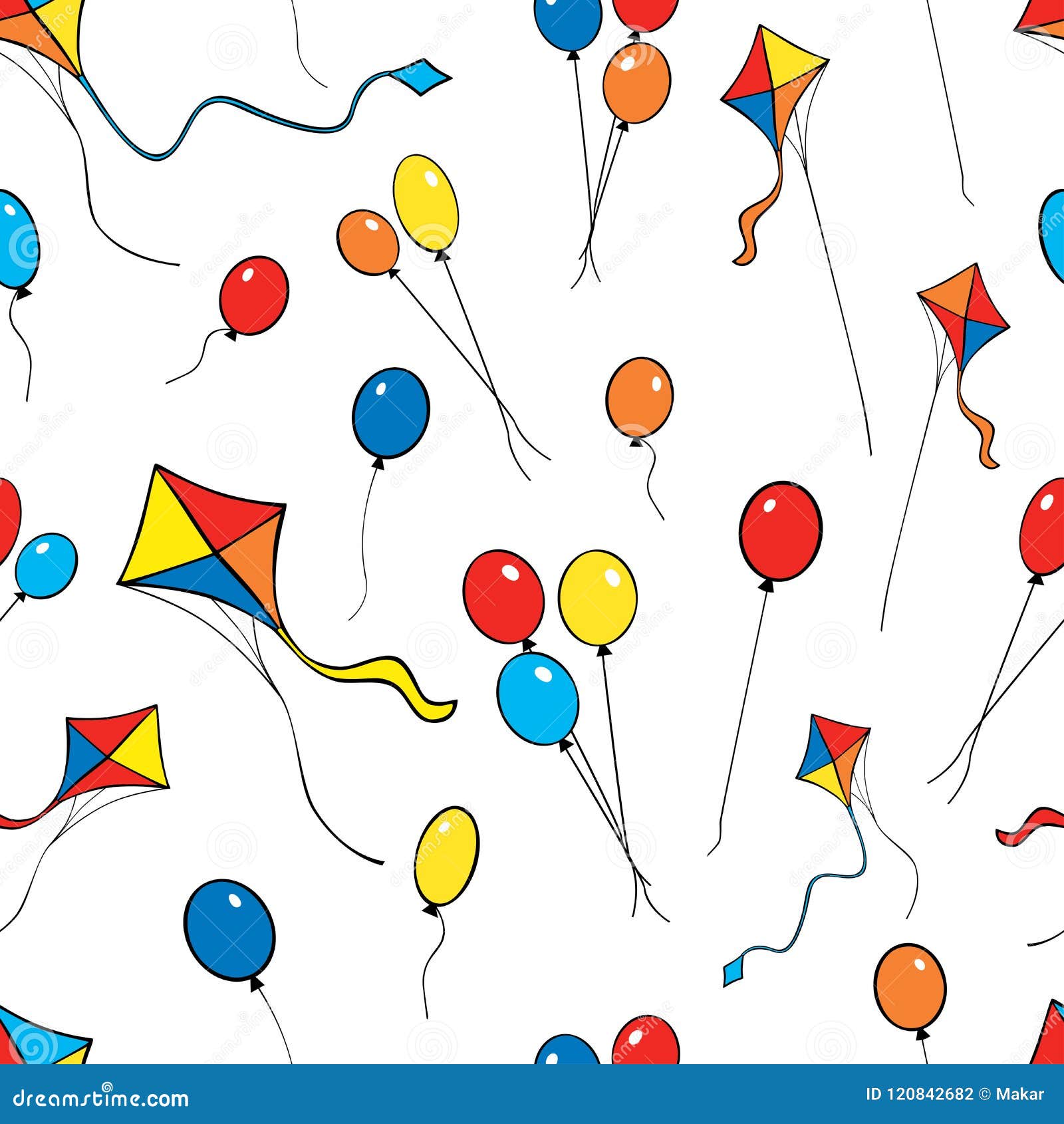 Vector Pattern of the Kites and Balloons Stock Vector - Illustration of ...
