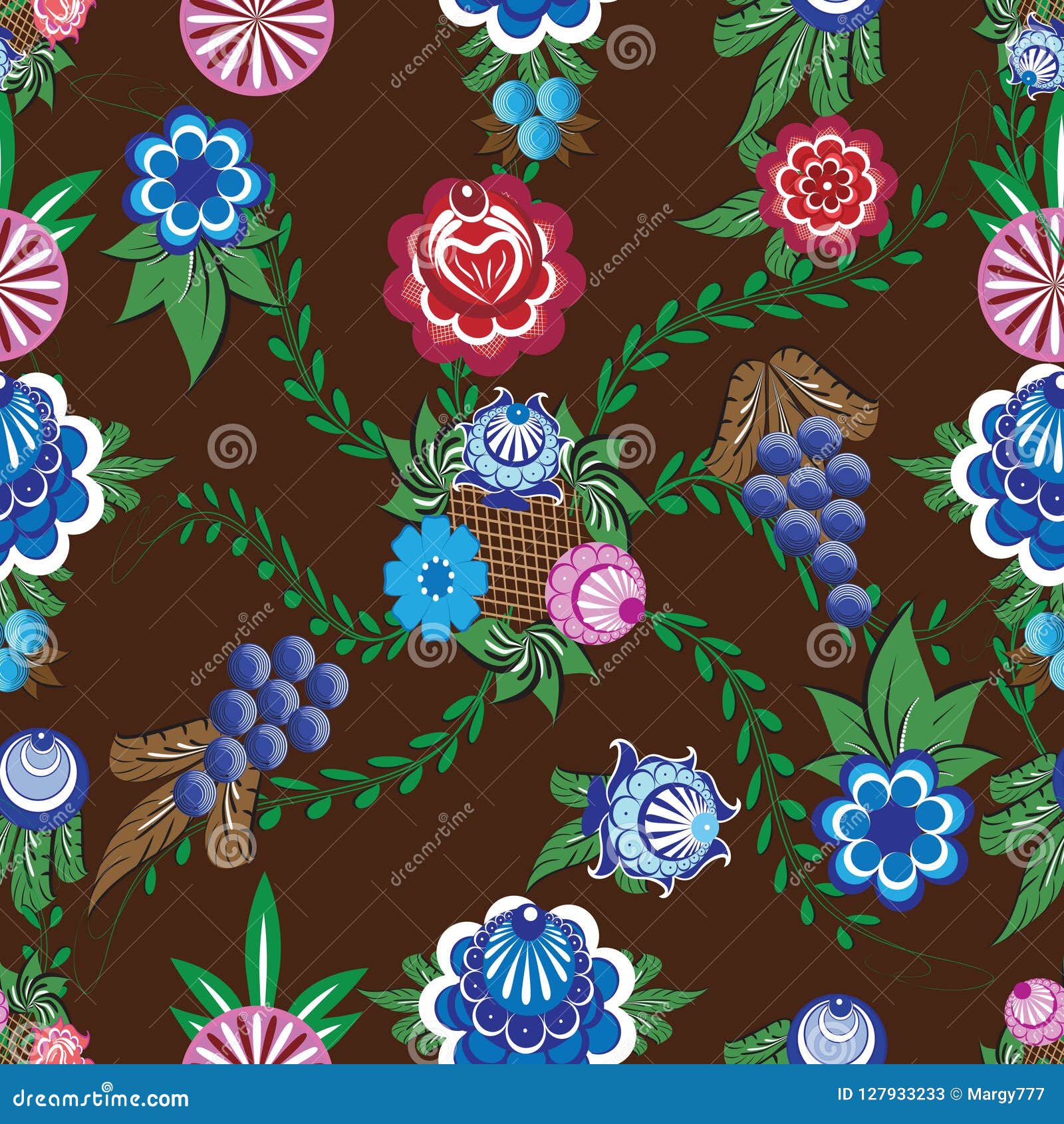 Seamless Background with Folk Russian Patterns for the Design Stock ...