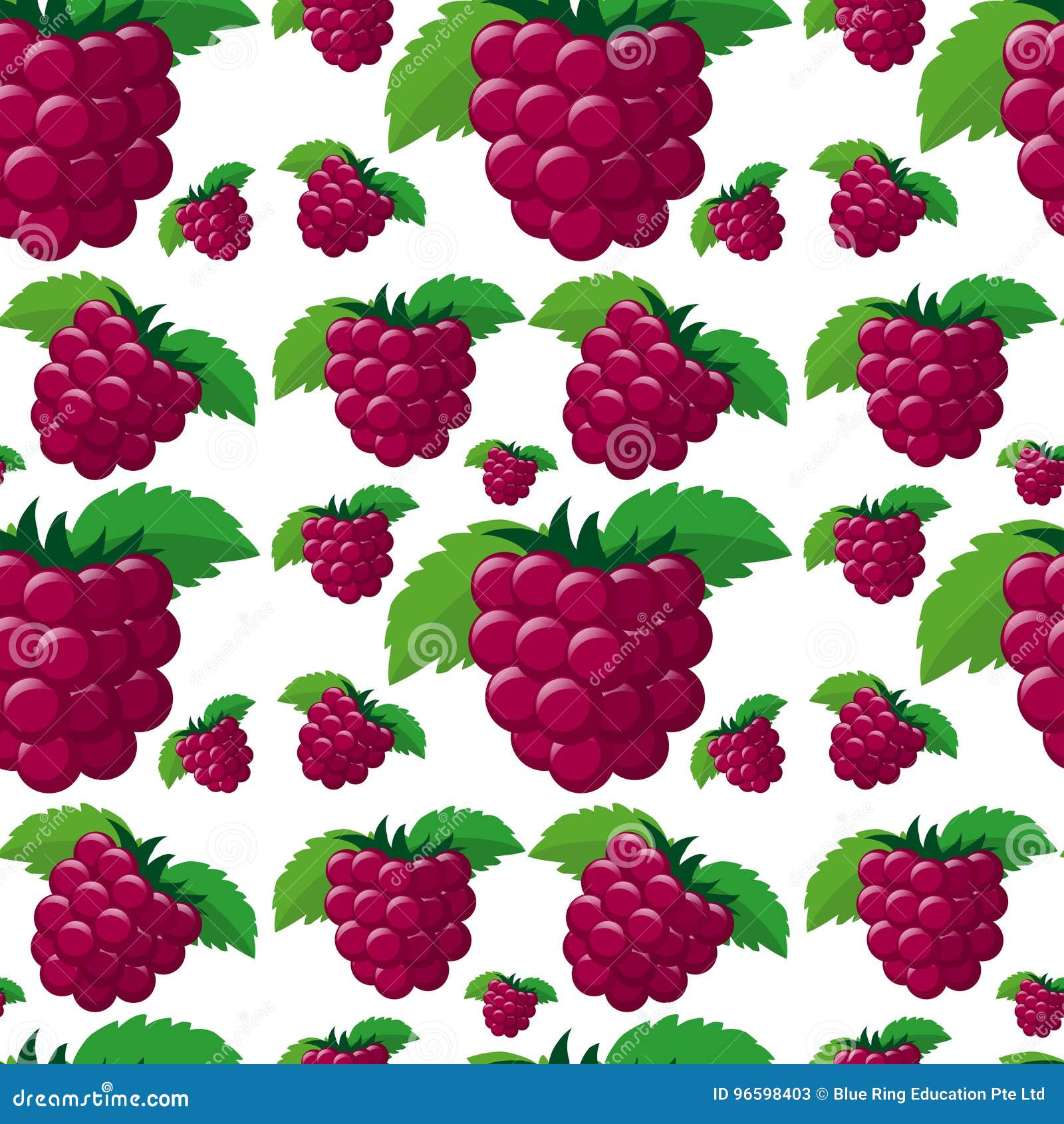 Seamless Background with Fresh Raspberries Stock Vector - Illustration ...