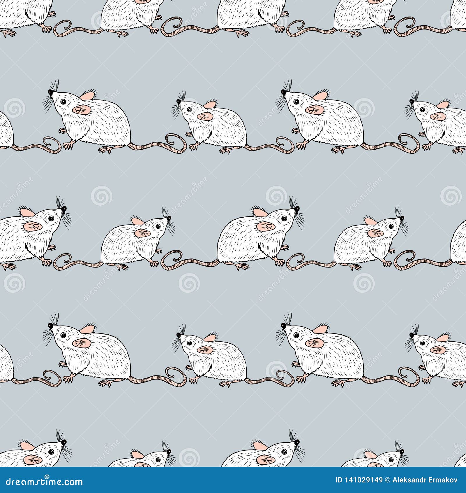 Seamless Background of Funny Cartoon Rats Stock Vector - Illustration ...