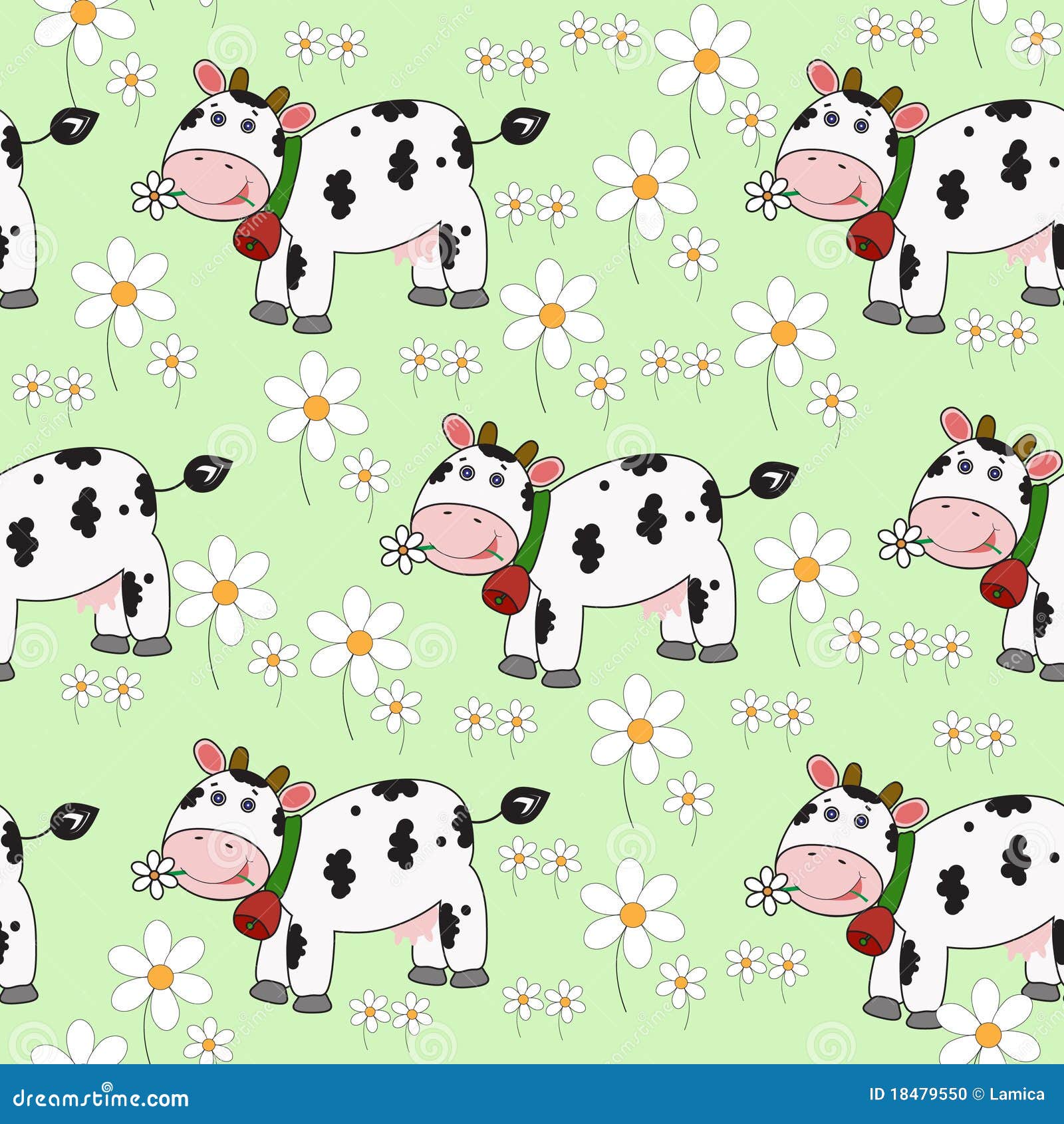Seamless Background With Funny Cow Stock Vector - Illustration of baby ...