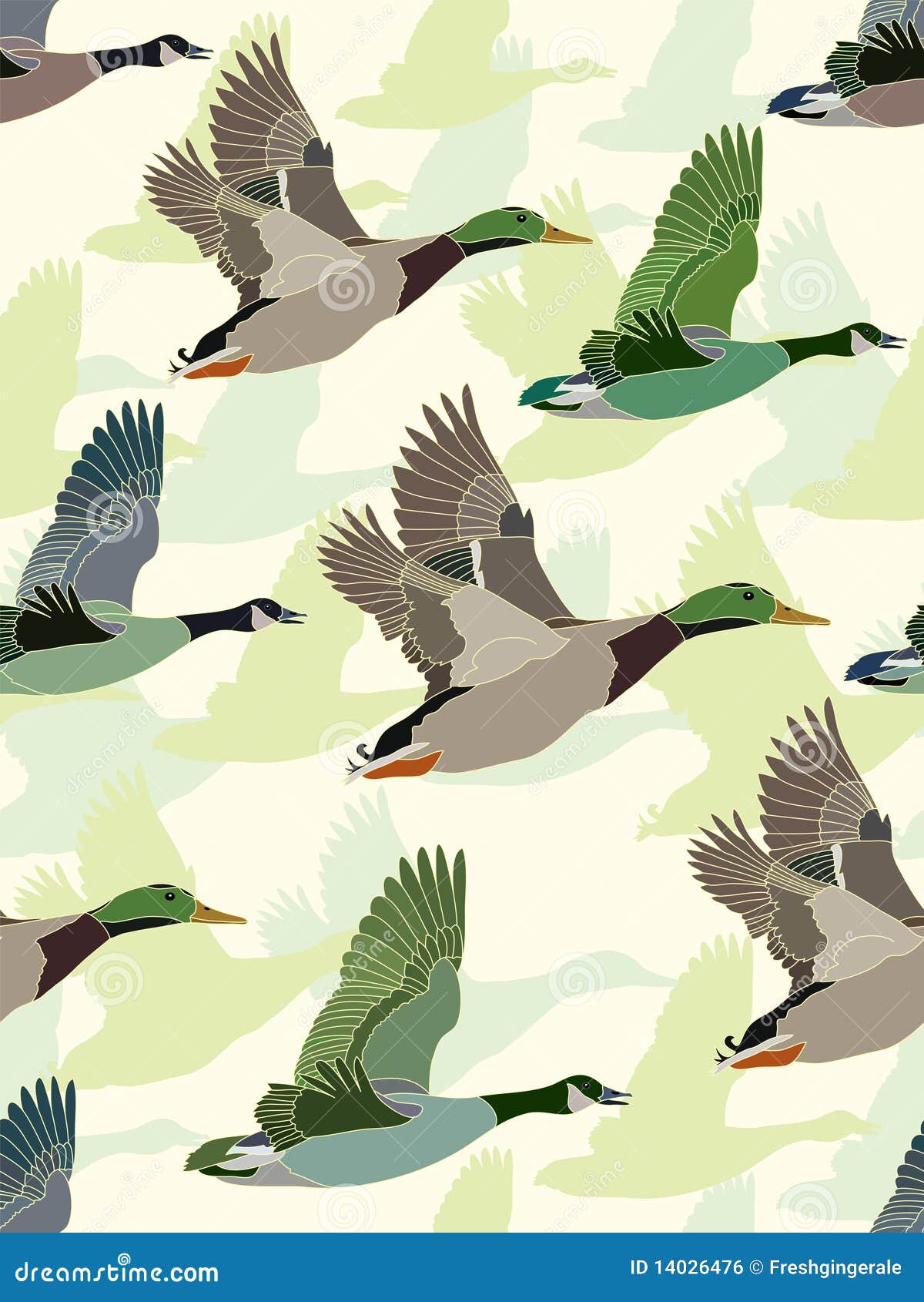 Seamless Background with Geese and Ducks Stock Illustration ...