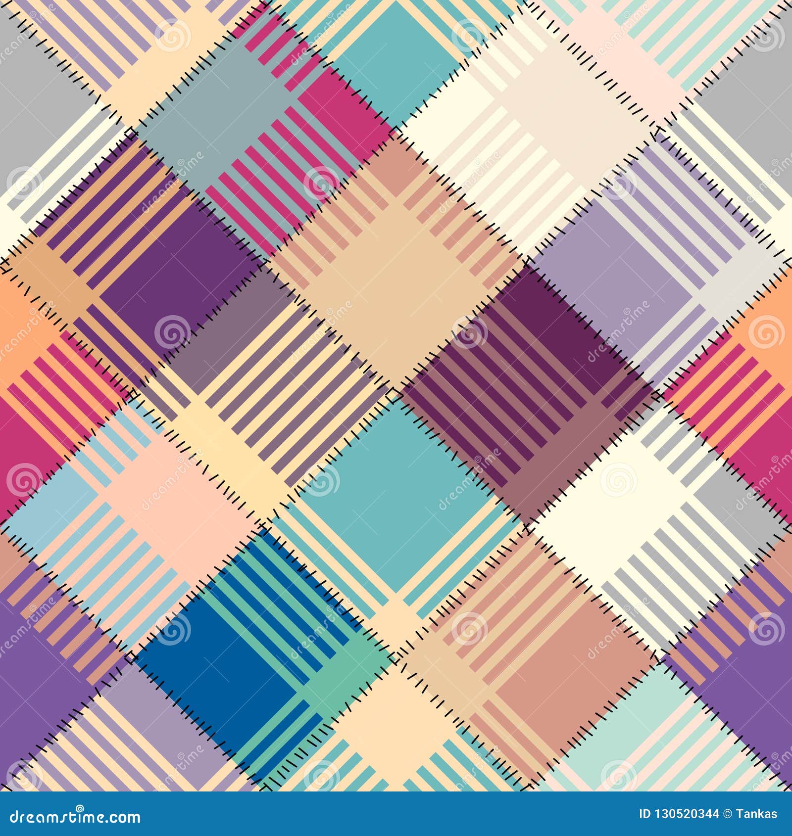 Geometric Abstract Diagonal Plaid Pattern in Low Poly Pixel Art Style ...