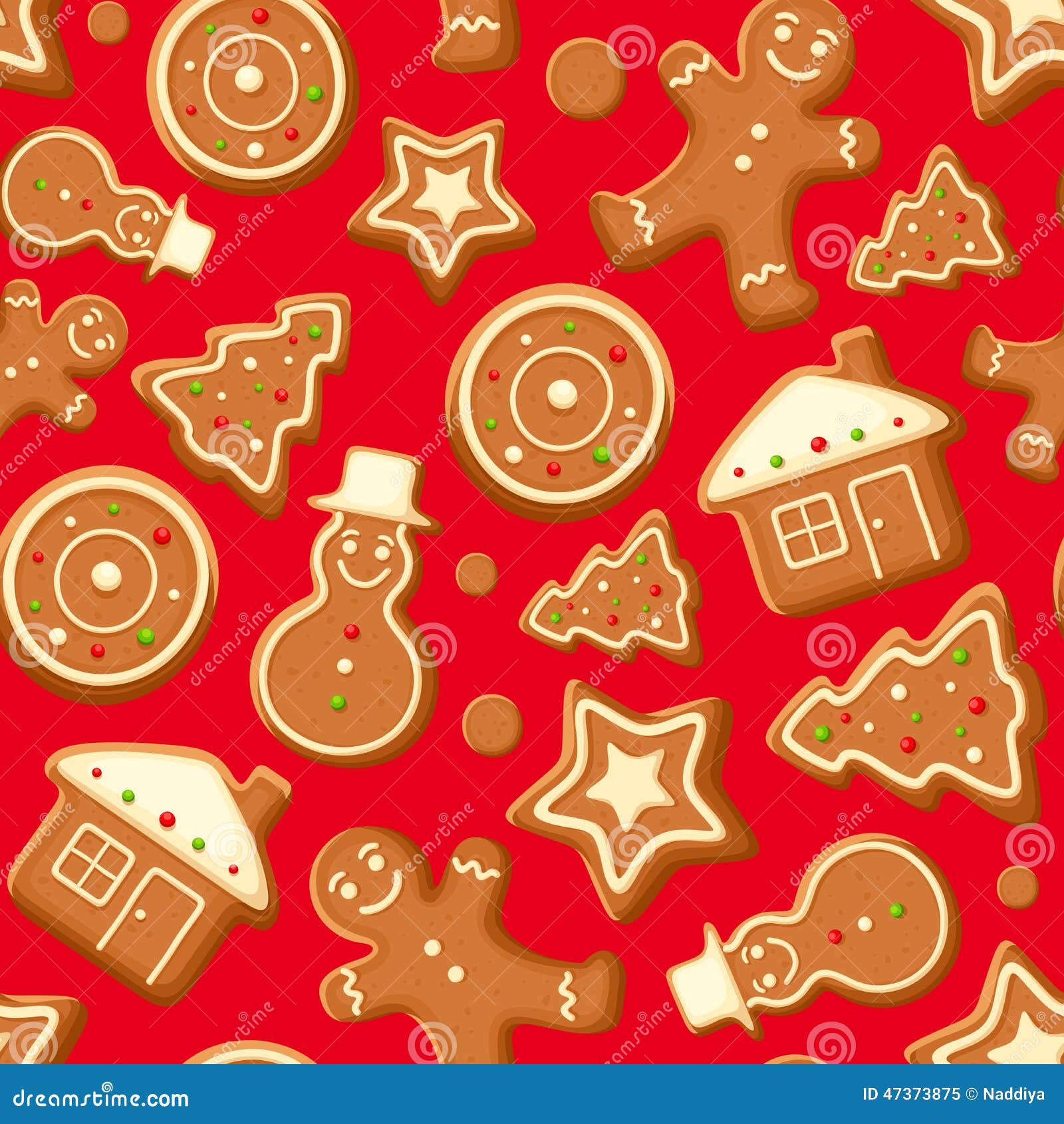 Seamless Background with Gingerbread Cookies. Vector Illustration ...