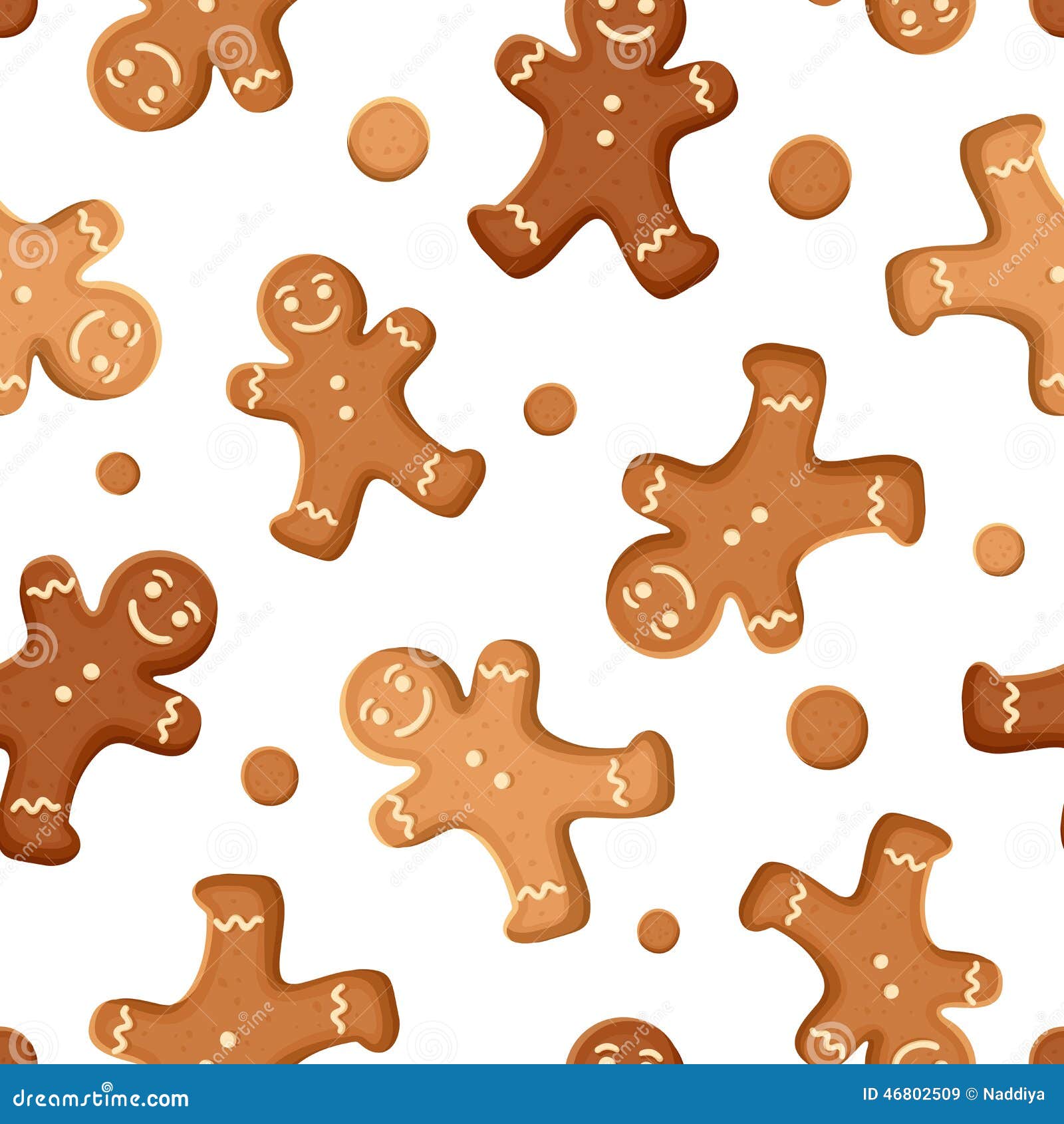 Seamless Background with Gingerbread Men Cookies. Vector Illustration ...