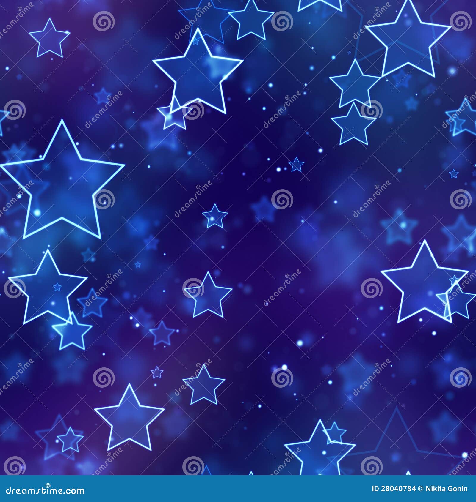 Seamless Background Glowing Blue Neon Stars Stock Illustration ...