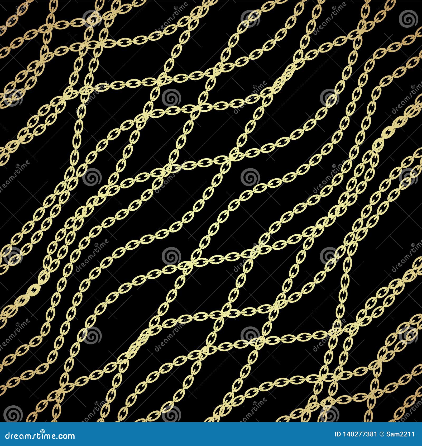 Seamless Background with Gold Chains Stock Vector - Illustration of ...