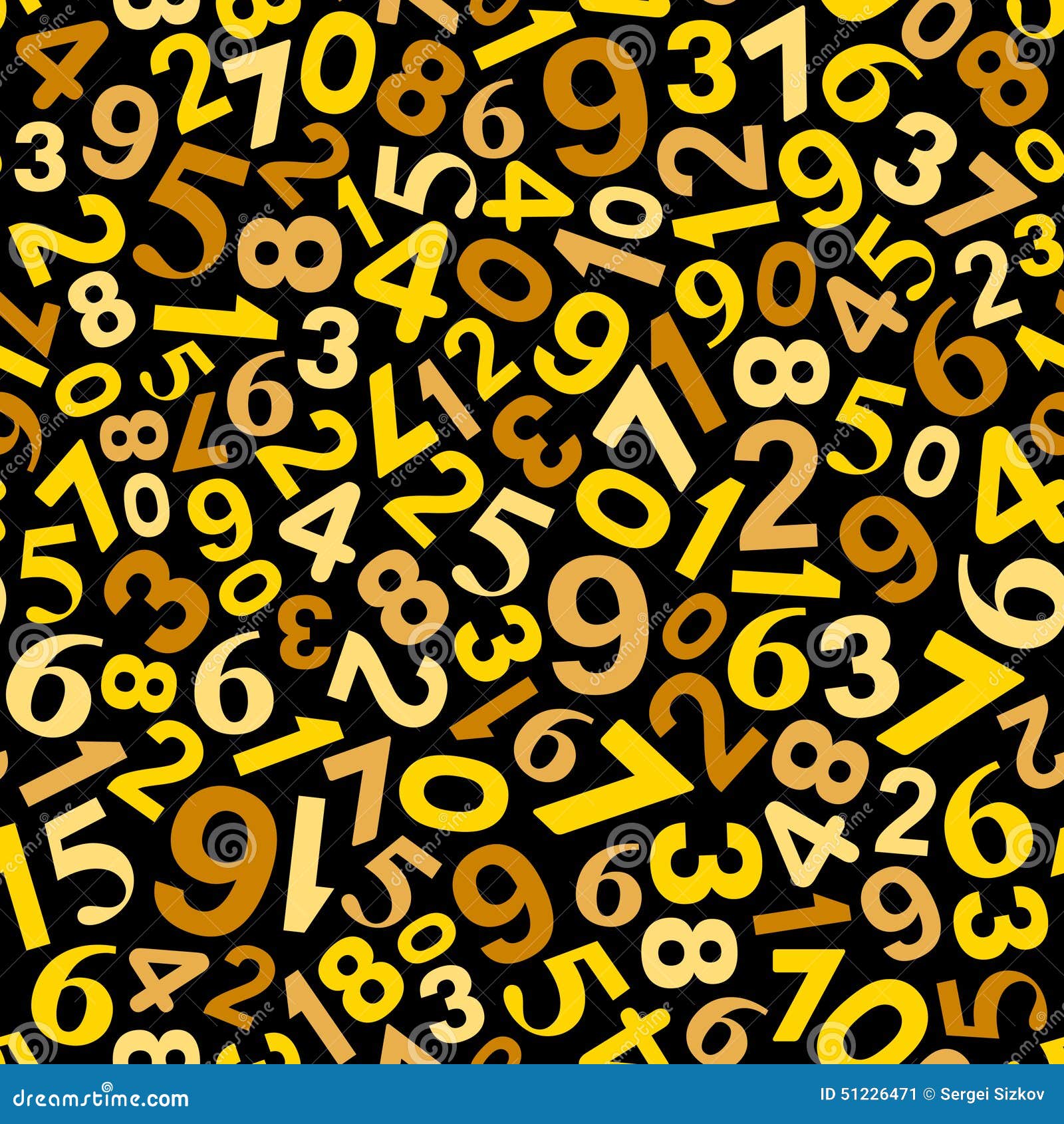 Seamless Background with Gold Numbers on Black Stock Vector ...