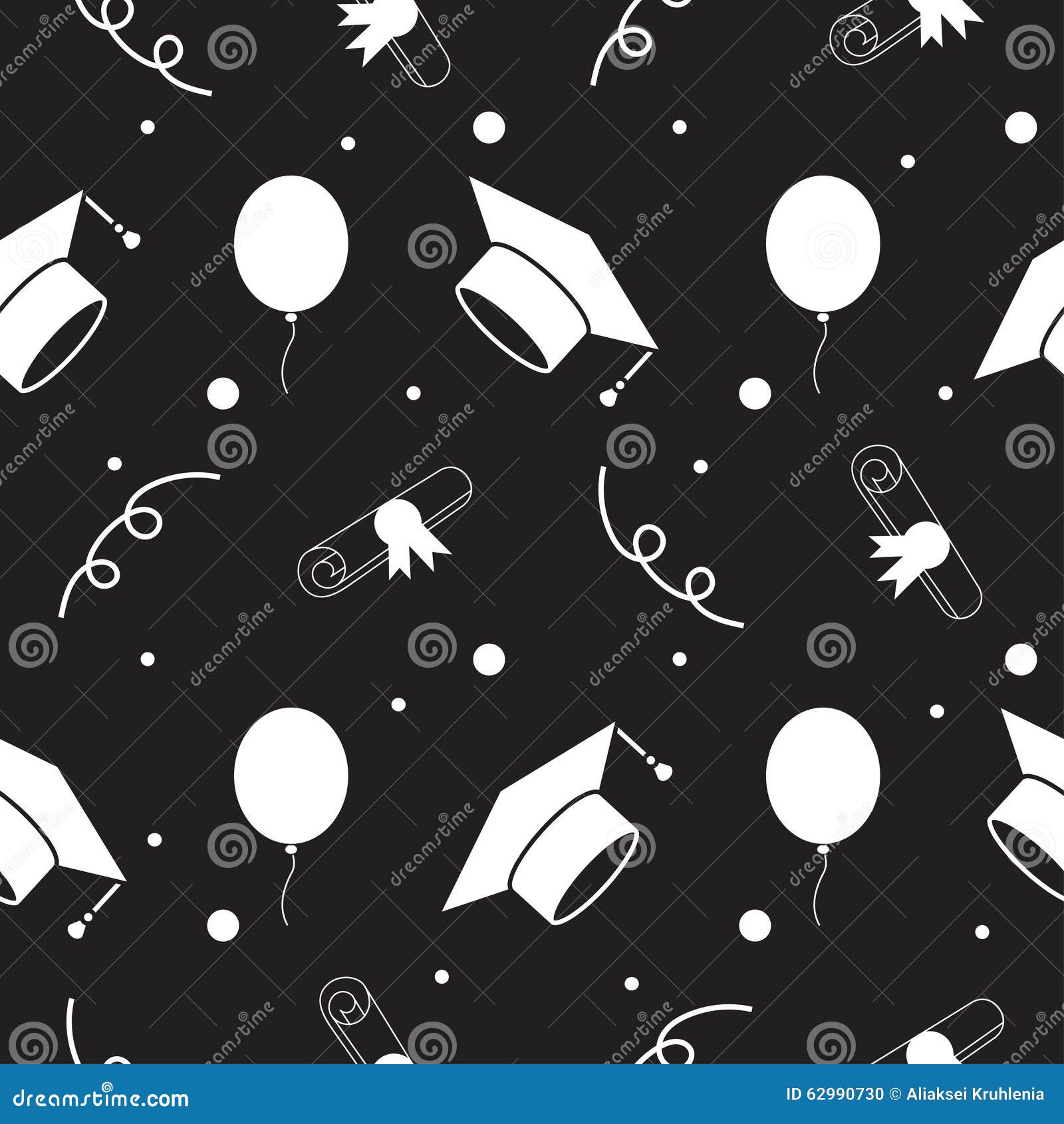 Seamless Background Of Graduation Caps And Diplomas Pattern Vector ...