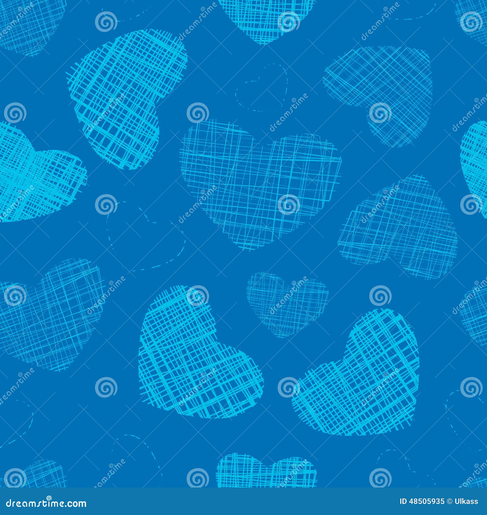 Seamless Background with Hand Drawn Blue Love Hearts Stock Vector ...