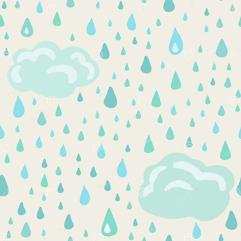 Seamless Background with Hand Drawn Rain Clouds. Vector Doodles Stock ...