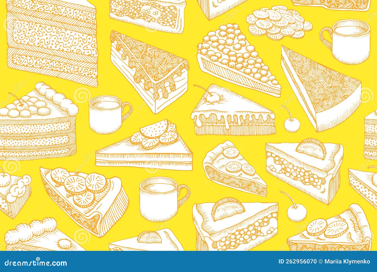 Seamless Background. Hand Drawn Vector Drawing In Orange Lines Of ...