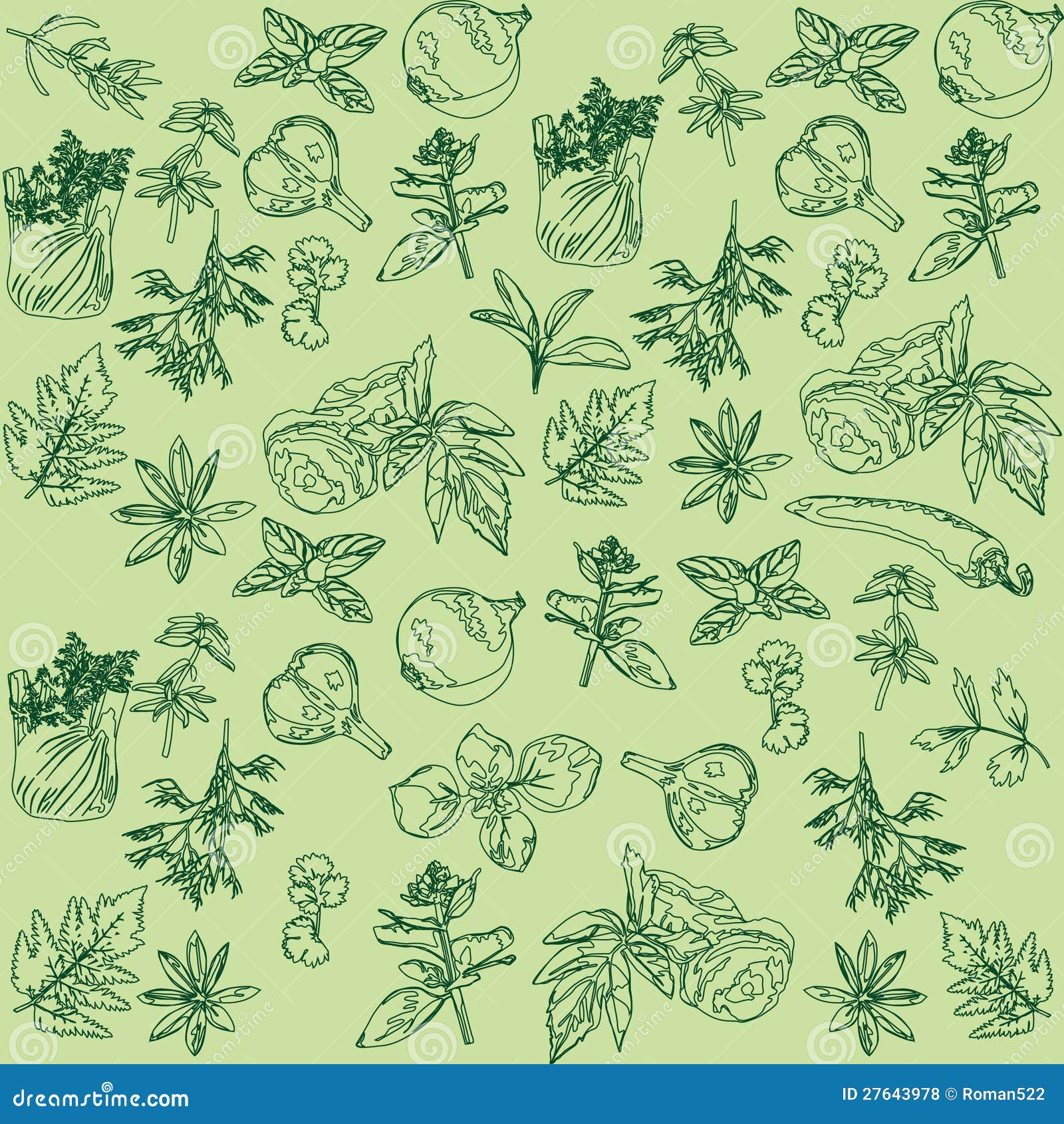 Seamless Background with Herbs Stock Vector - Illustration of pattern ...
