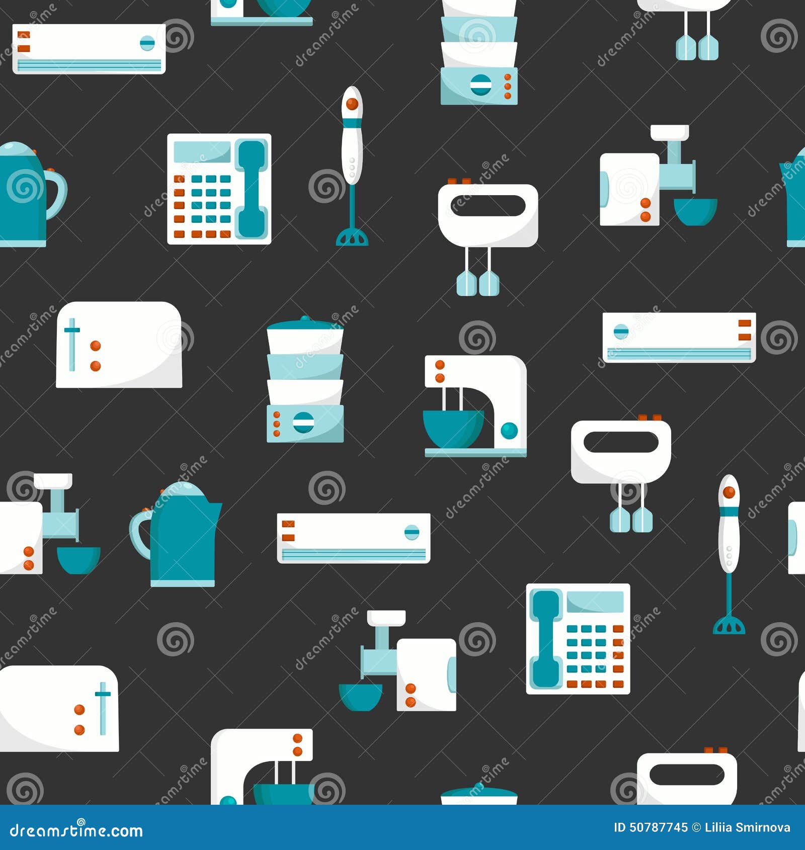Seamless Background with Home Appliances Stock Vector - Illustration of ...