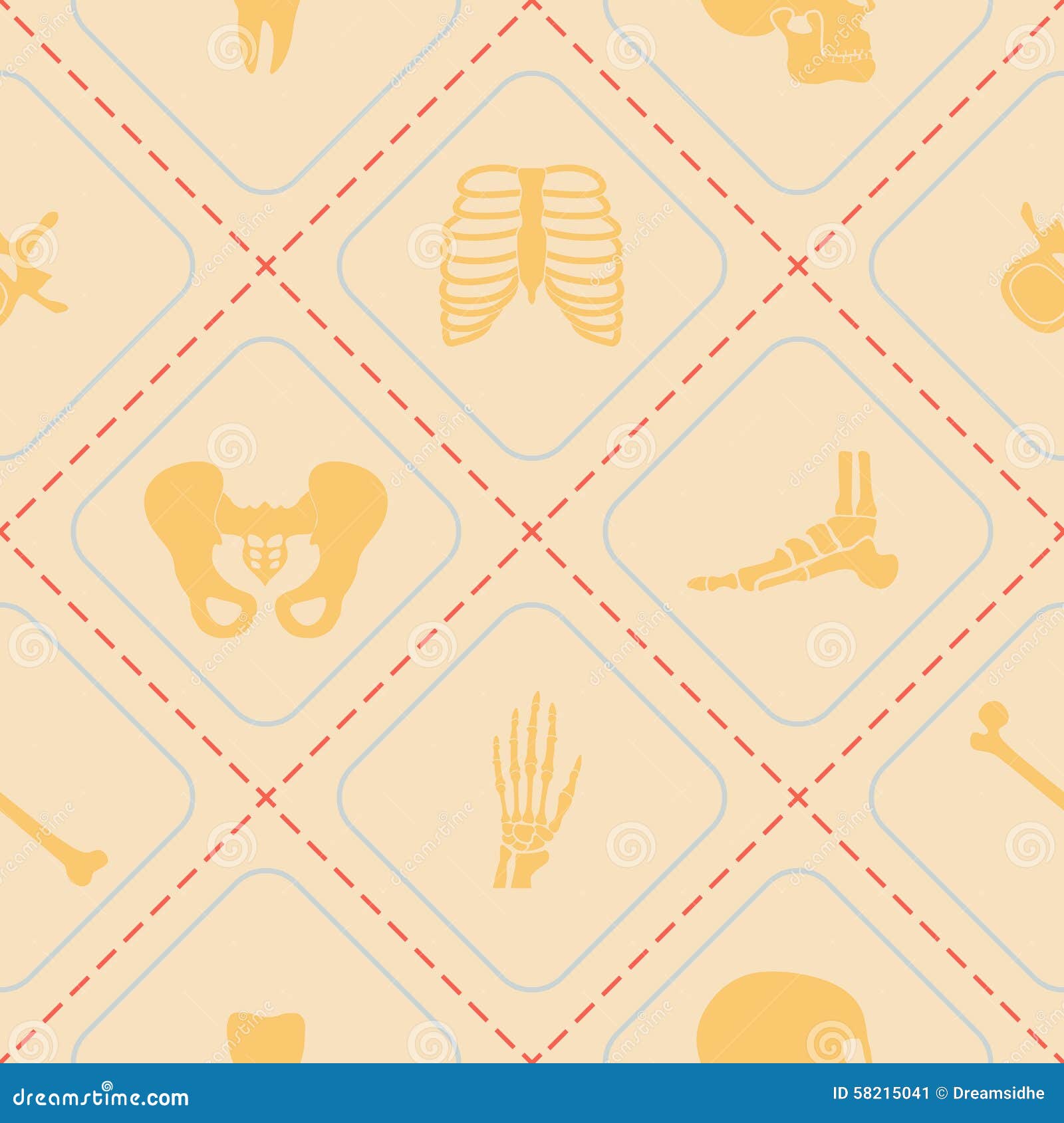 Seamless Background with Human Bones Stock Vector - Illustration of ...