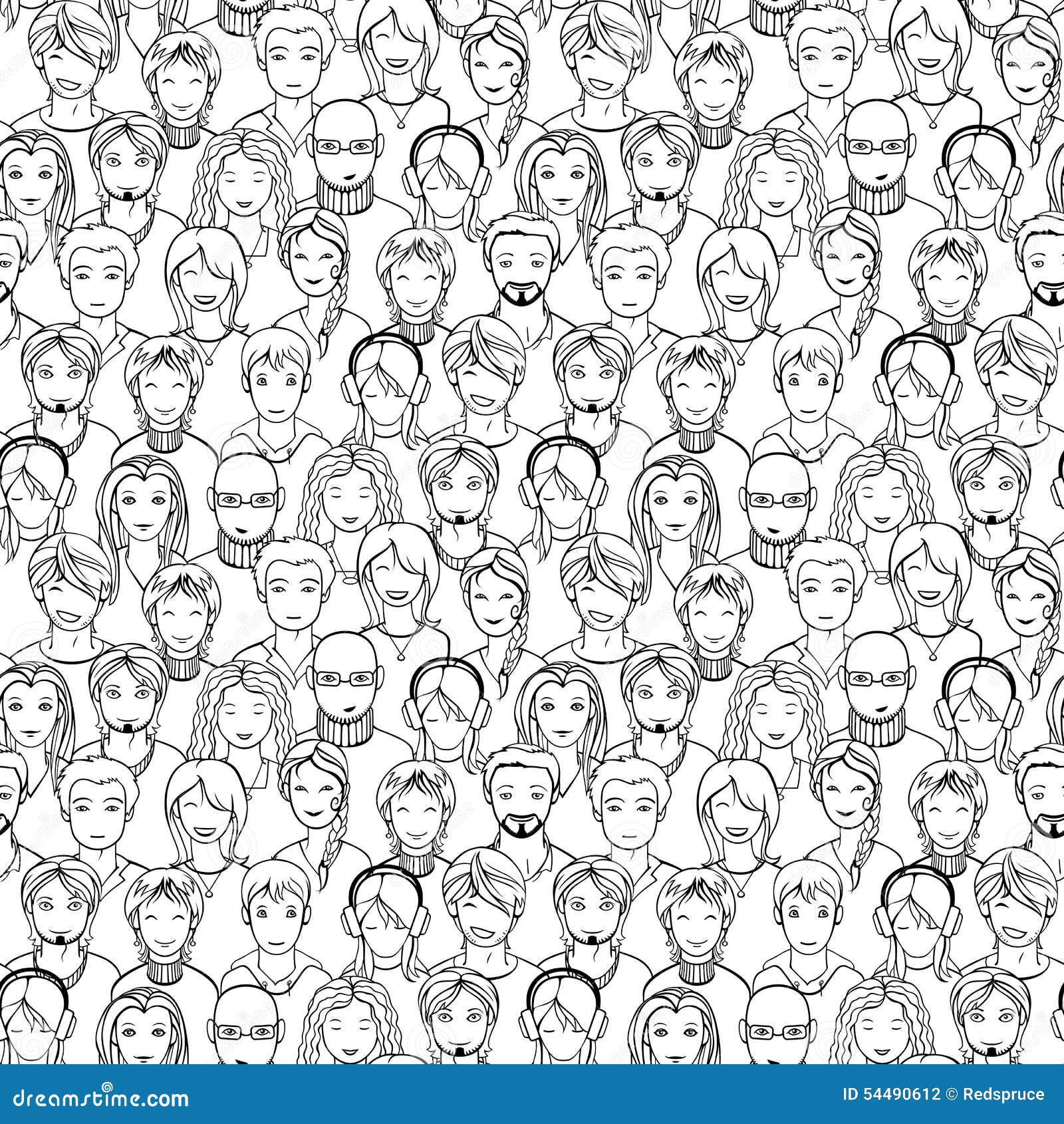 Seamless Background With Human Faces Vector Illustration ...
