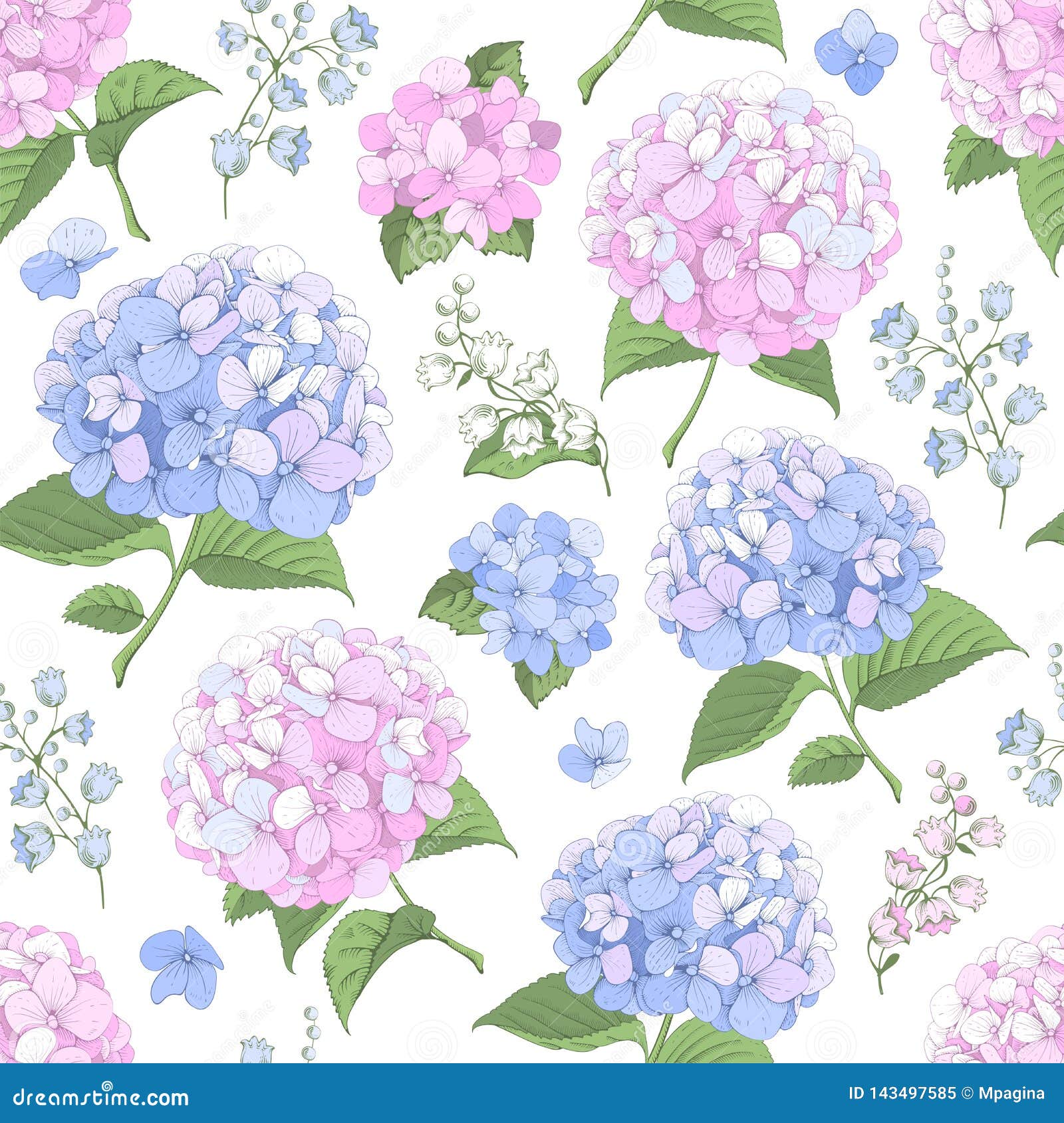 Seamless Background with Hydrangea Flowers Stock Vector - Illustration ...