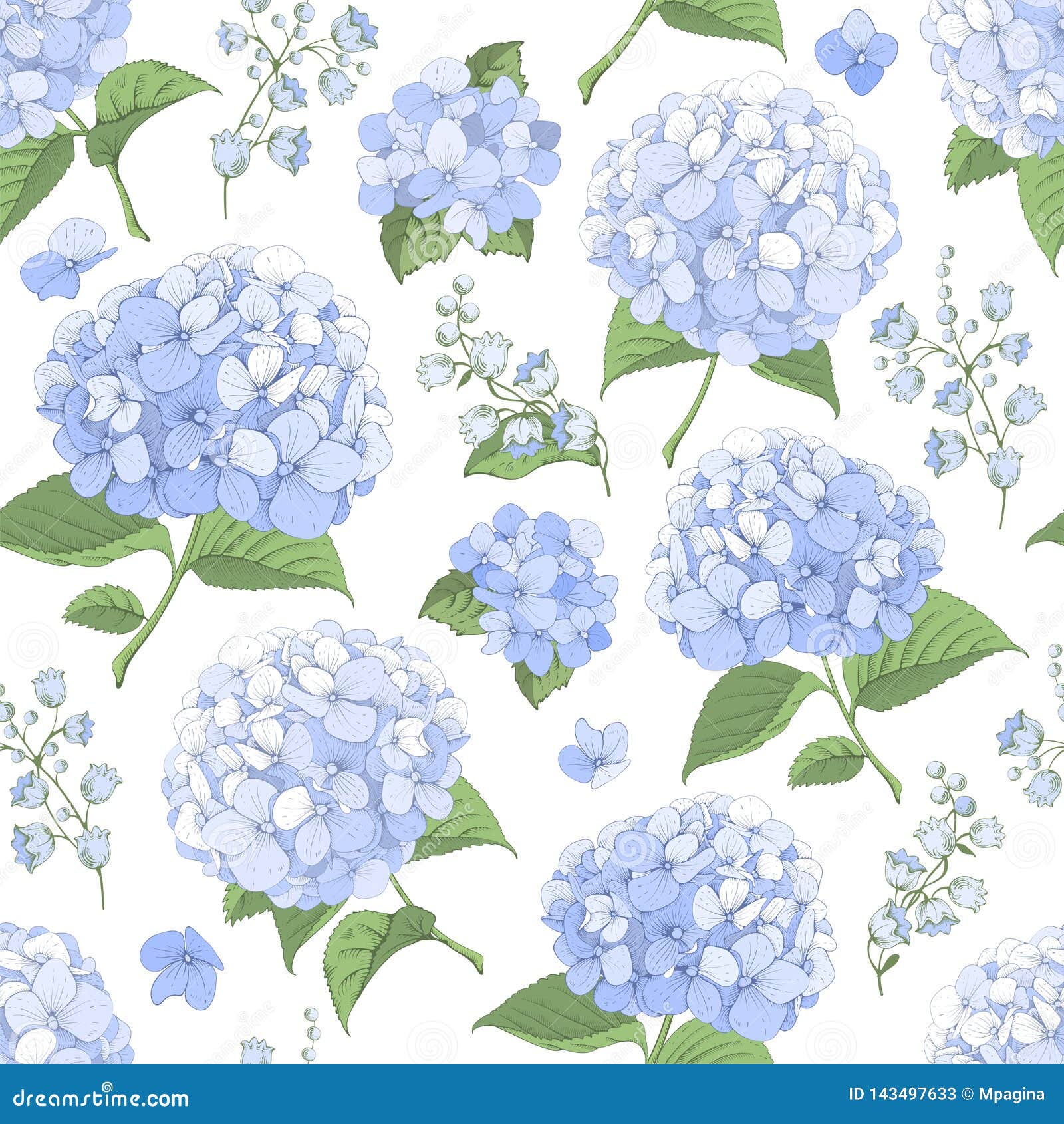 Seamless Background with Hydrangea Flowers Stock Vector - Illustration ...