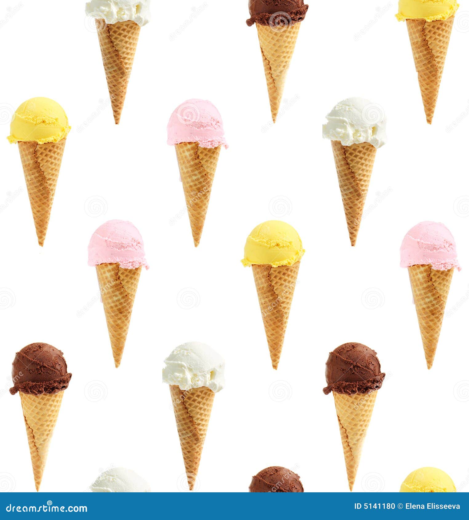 Seamless Background of Ice Cream Cones Stock Photo - Image of flavour ...