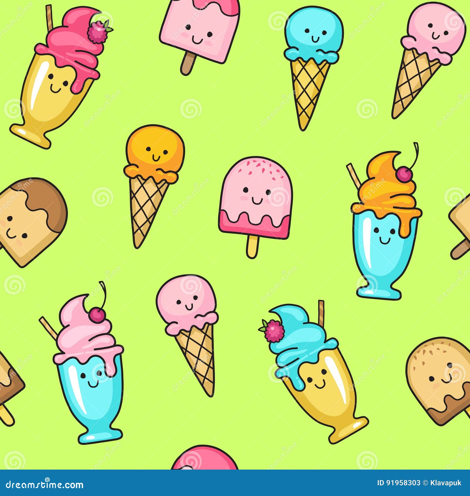 Seamless Background with Ice Cream Stock Vector - Illustration of ...