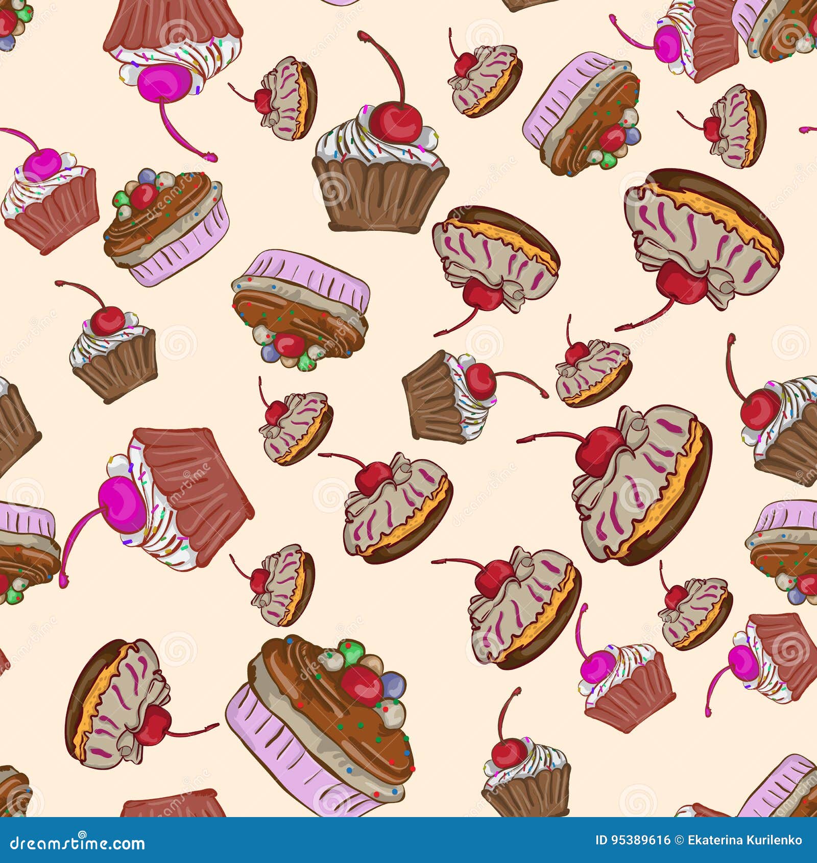 Seamless Background with the Image of Confectionery Stock Vector ...