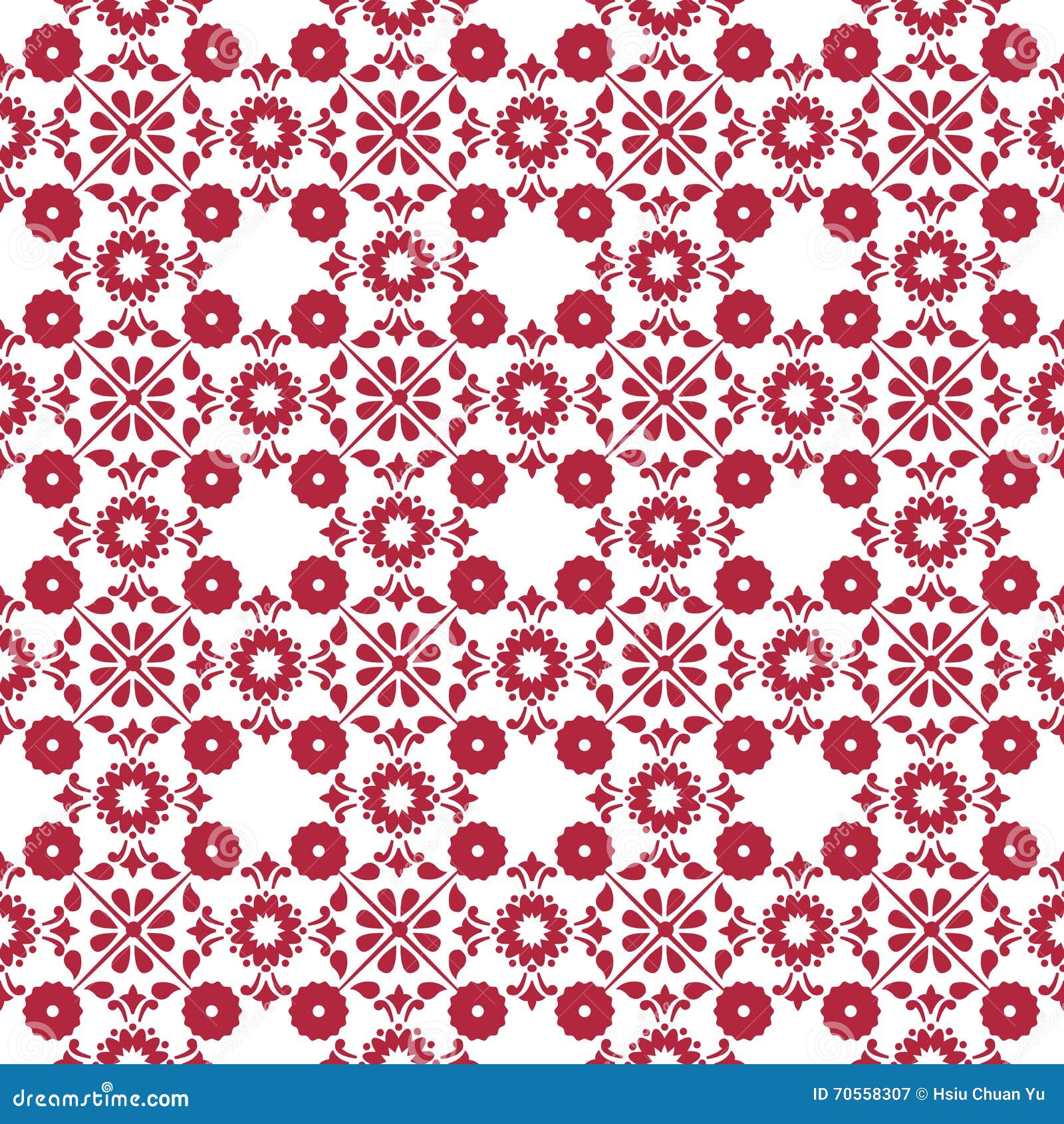 Seamless Background Image Of Cross Round Vintage Red Flower Stock ...