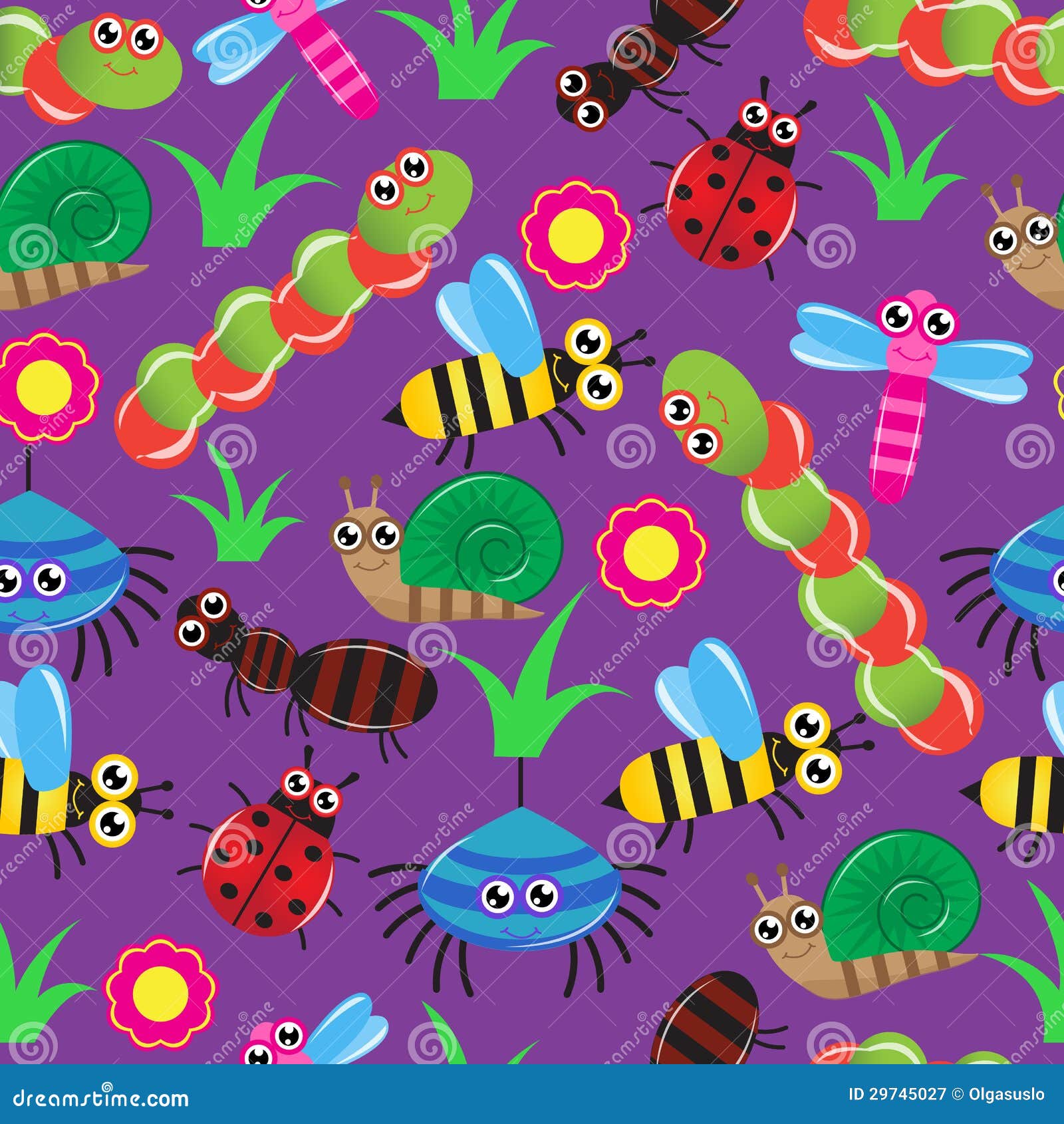 Seamless insects stock illustration. Illustration of caterpillar - 29745027